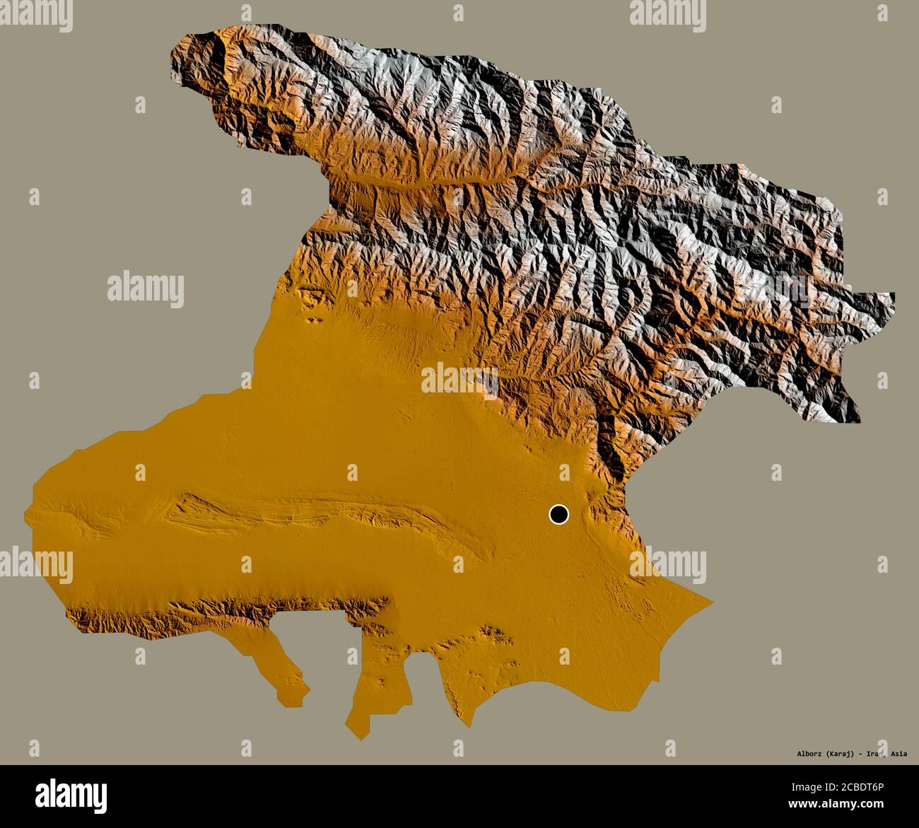 Shape of Alborz, province of Iran, with its capital isolated on a solid ...