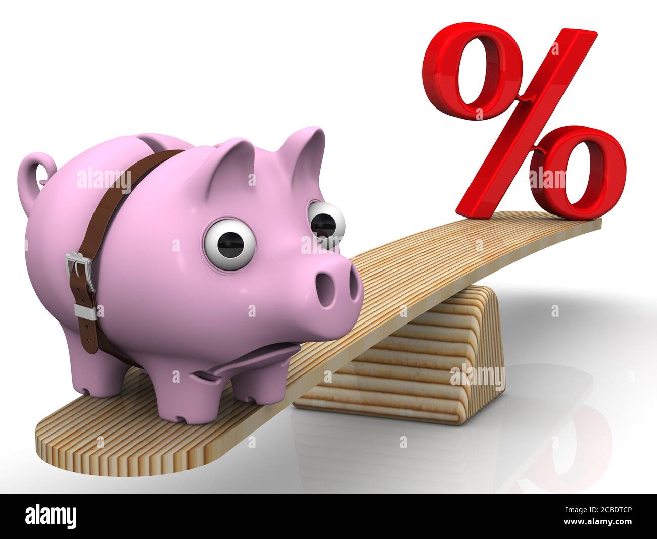 Unprofitable interest rates. Sad pig piggy bank, overtighten a belt ...