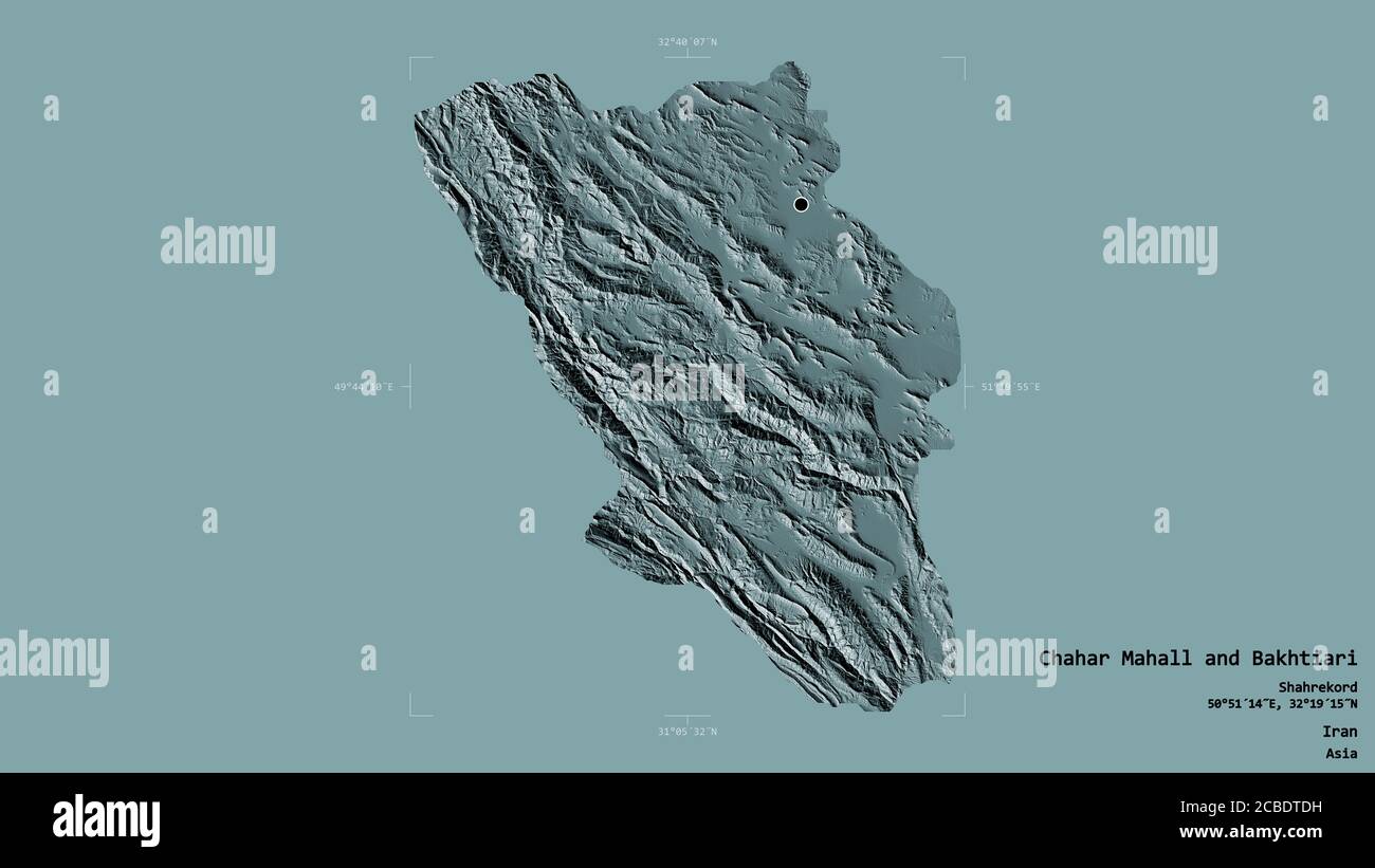 Area of Chahar Mahall and Bakhtiari, province of Iran, isolated on a ...