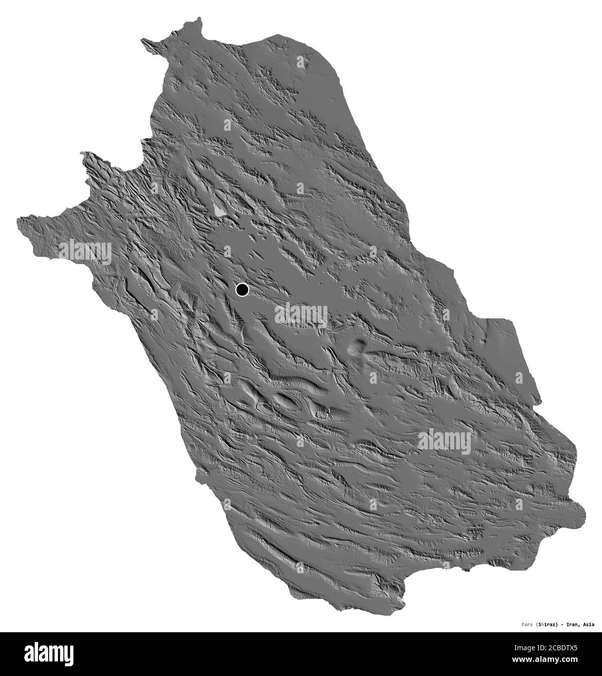 Shape of Fars, province of Iran, with its capital isolated on white ...