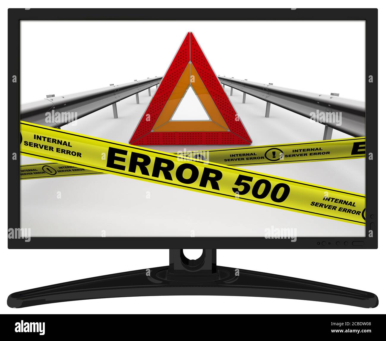 Emergency stop sign of a vehicle on the carriageway and yellow warning ...