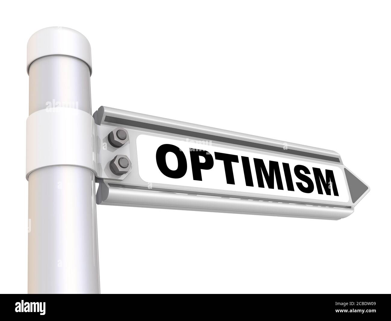 Optimism. The signpost. Road sign with black word OPTIMISM. Isolated ...