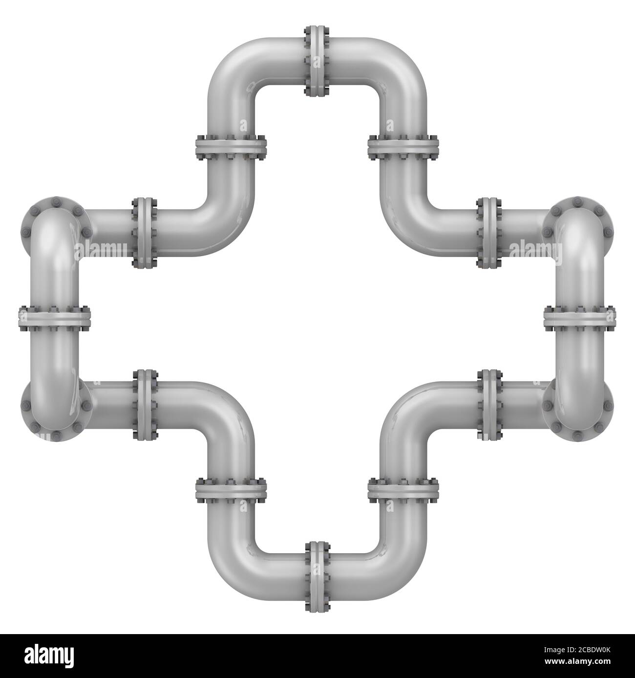Curved bends with flanges. Connections of bends in form of cross ...