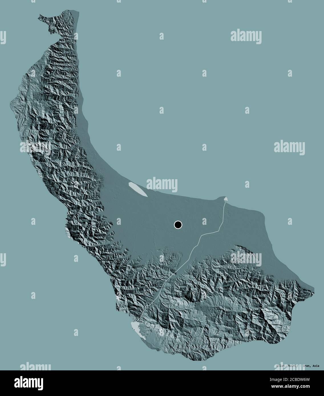 Shape of Gilan, province of Iran, with its capital isolated on a solid ...