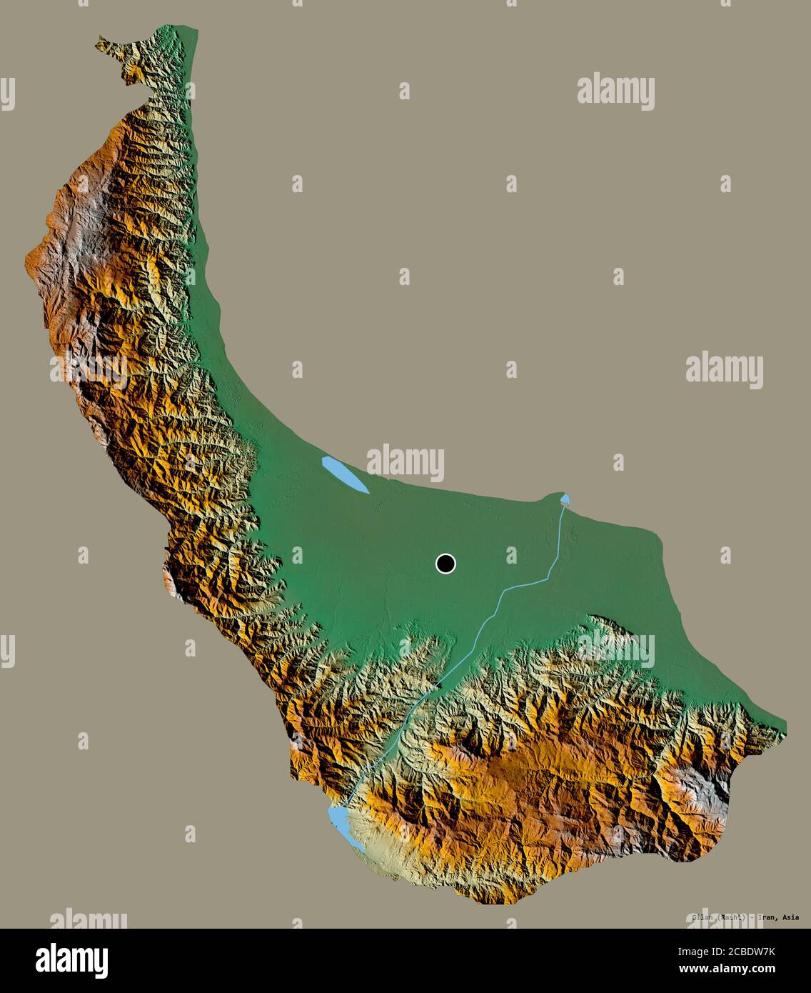 Shape of Gilan, province of Iran, with its capital isolated on a solid ...