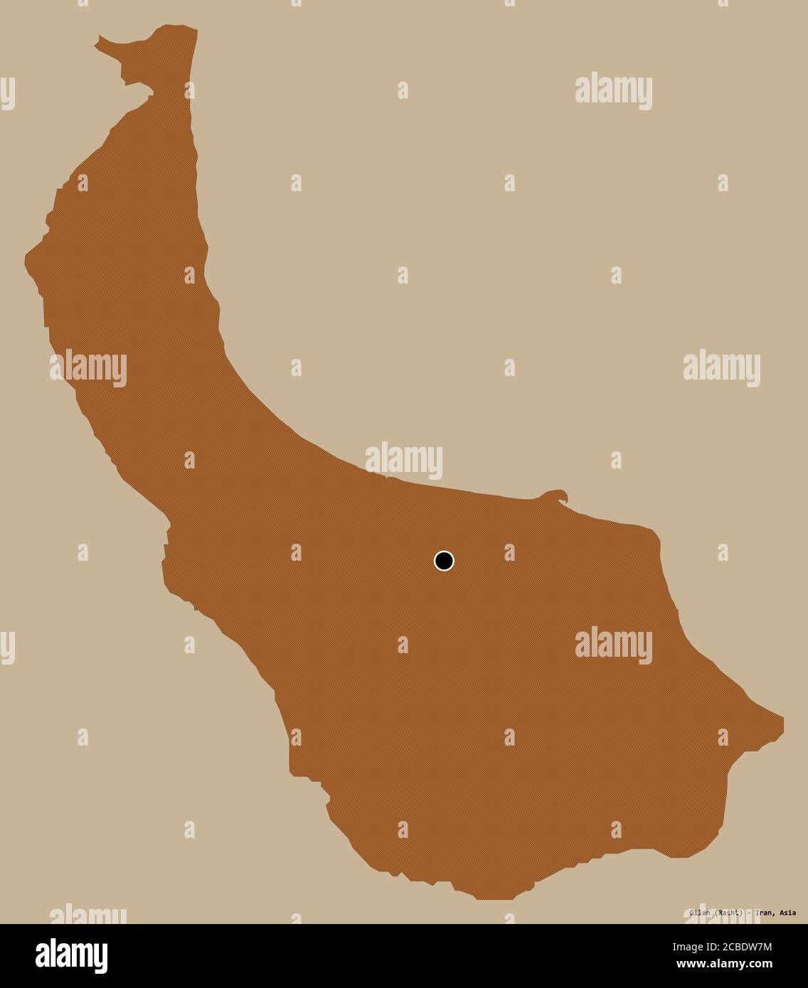 Shape of Gilan, province of Iran, with its capital isolated on a solid ...