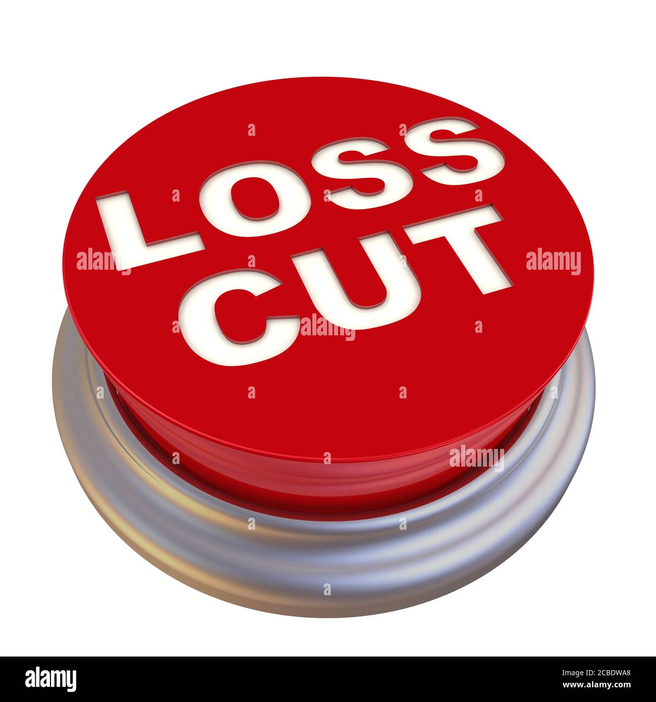 Loss cut. Red button with white text LOSS CUT isolated on white ...