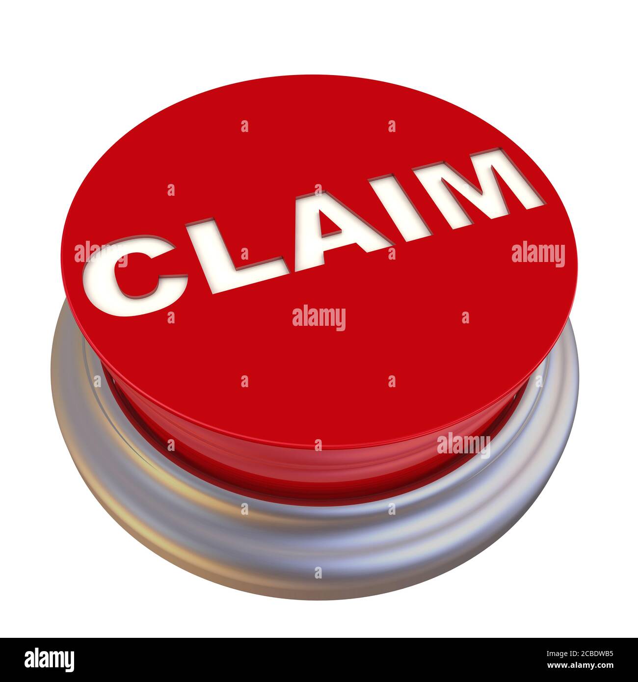 Claim. Red button with white word CLAIM. Isolated. 3D Illustration ...