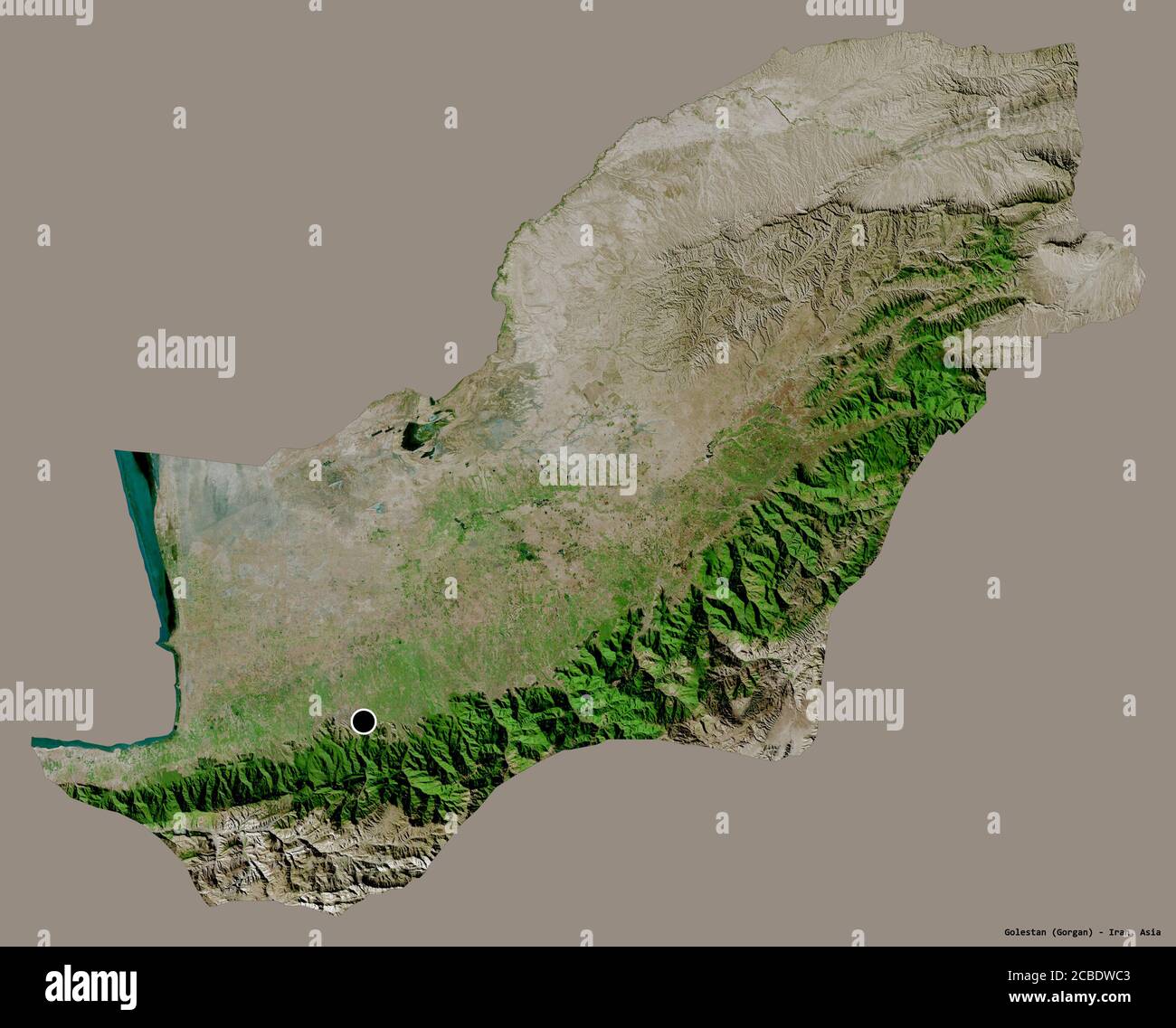 Shape of Golestan, province of Iran, with its capital isolated on a ...