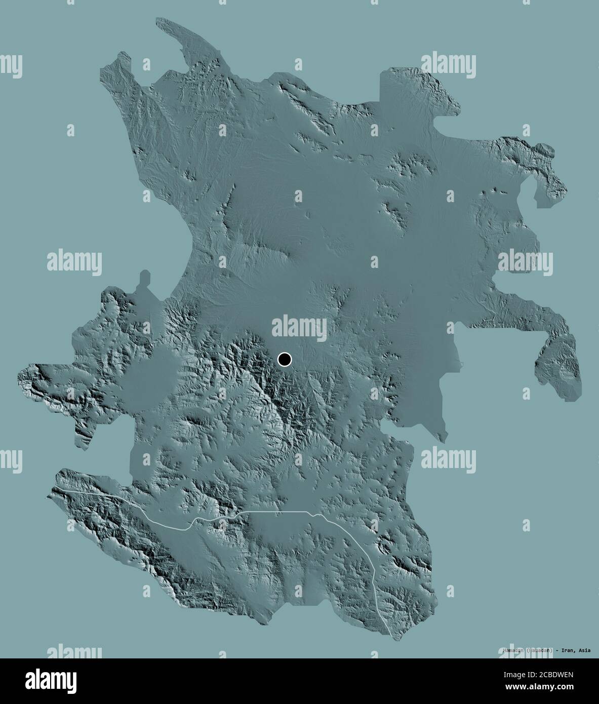 Shape of Hamadan, province of Iran, with its capital isolated on a ...