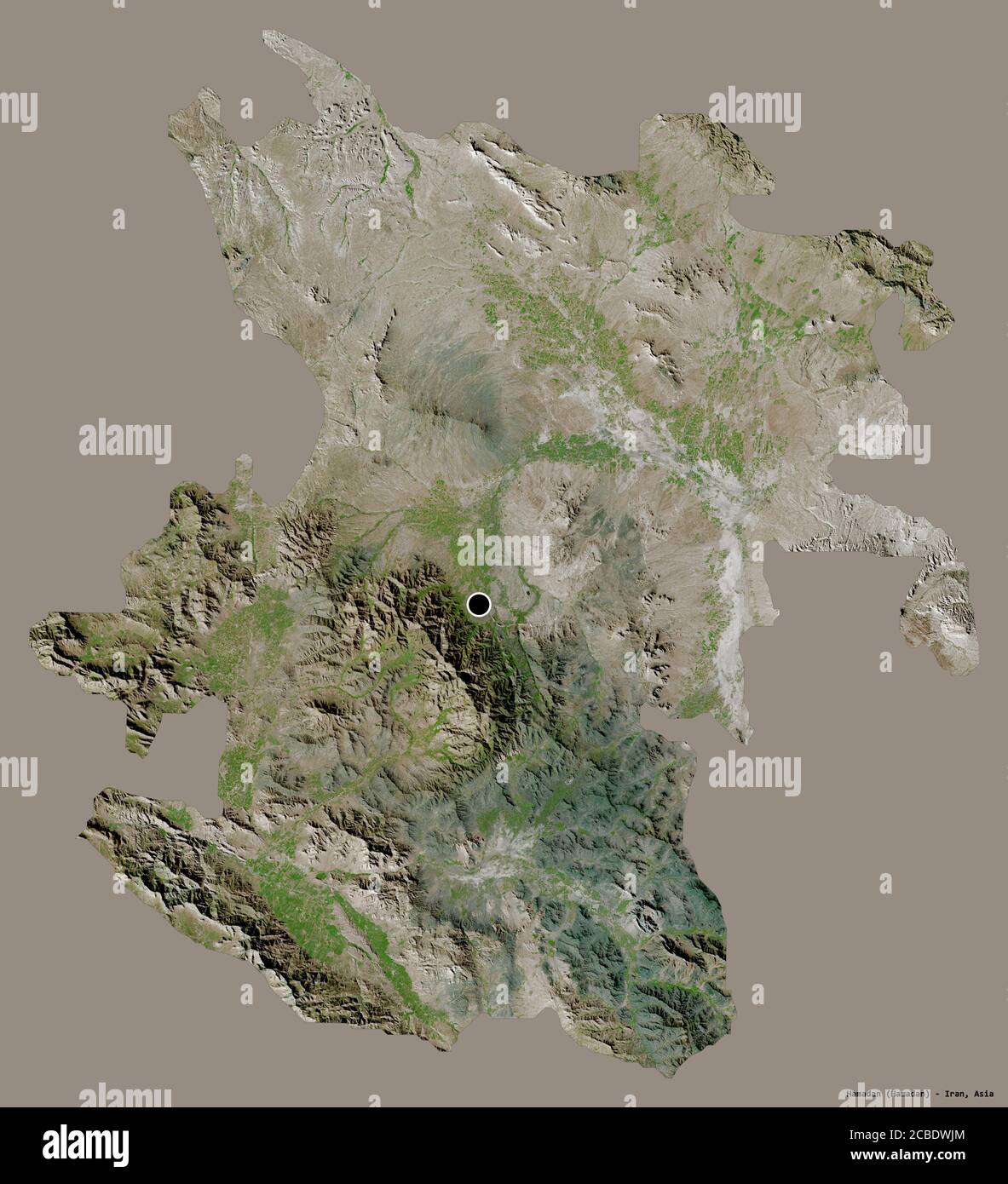 Shape of Hamadan, province of Iran, with its capital isolated on a ...