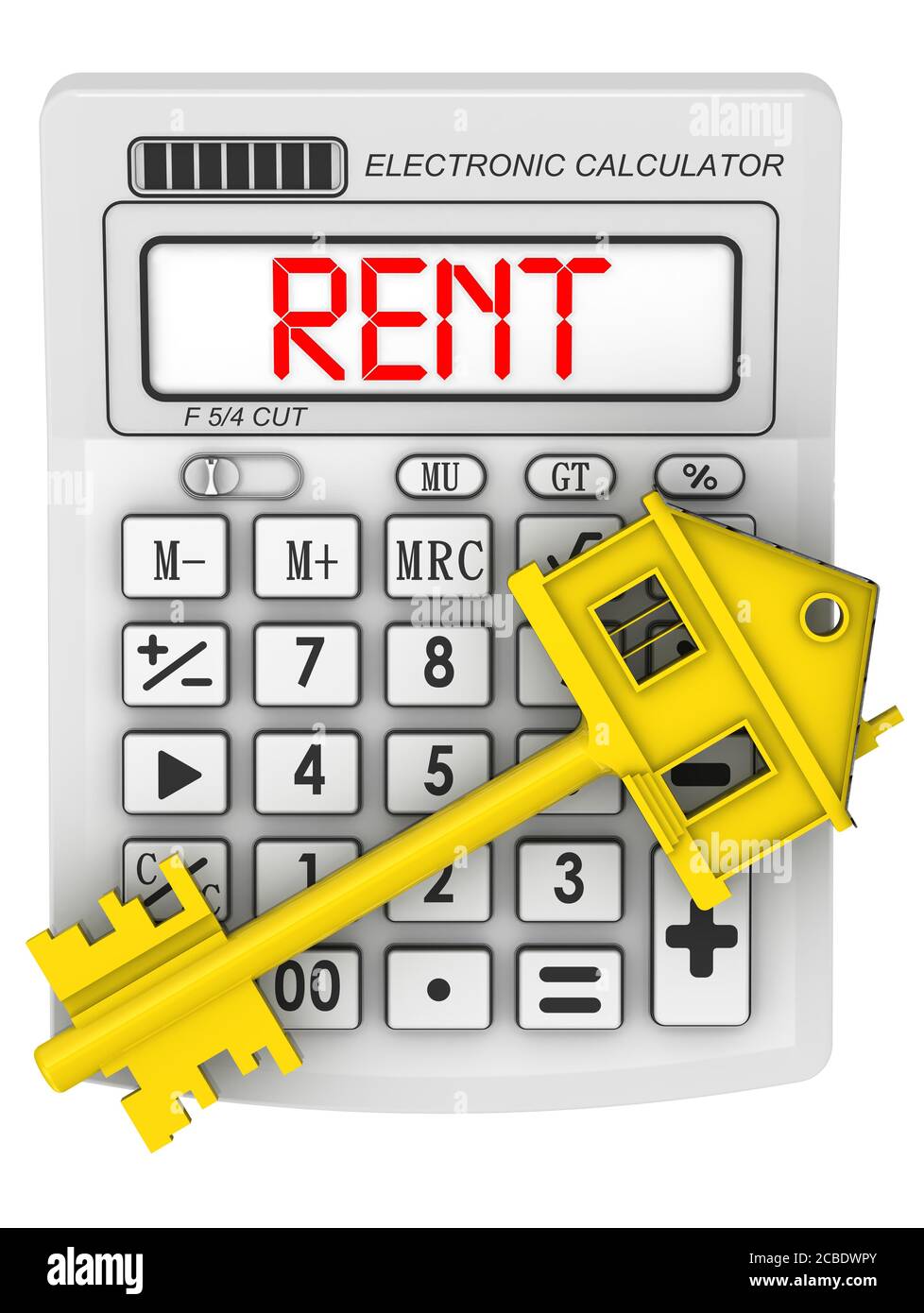 Calculation rent of the house. The golden key in form of house lies on ...