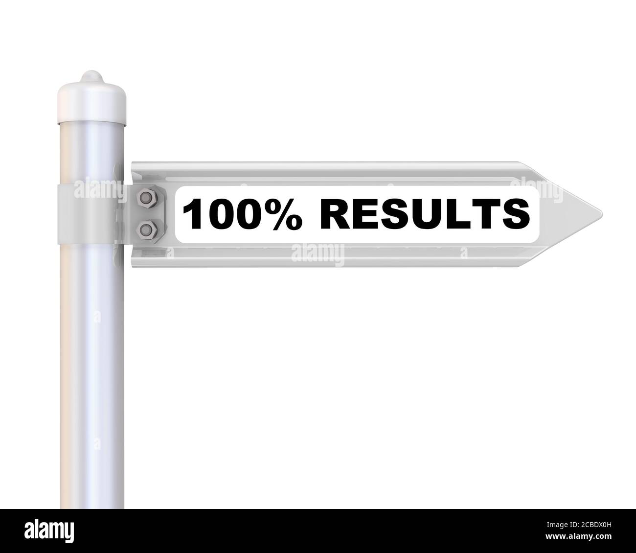 Guaranteed result. The waymark. Road sign with black text 100% RESULTS ...