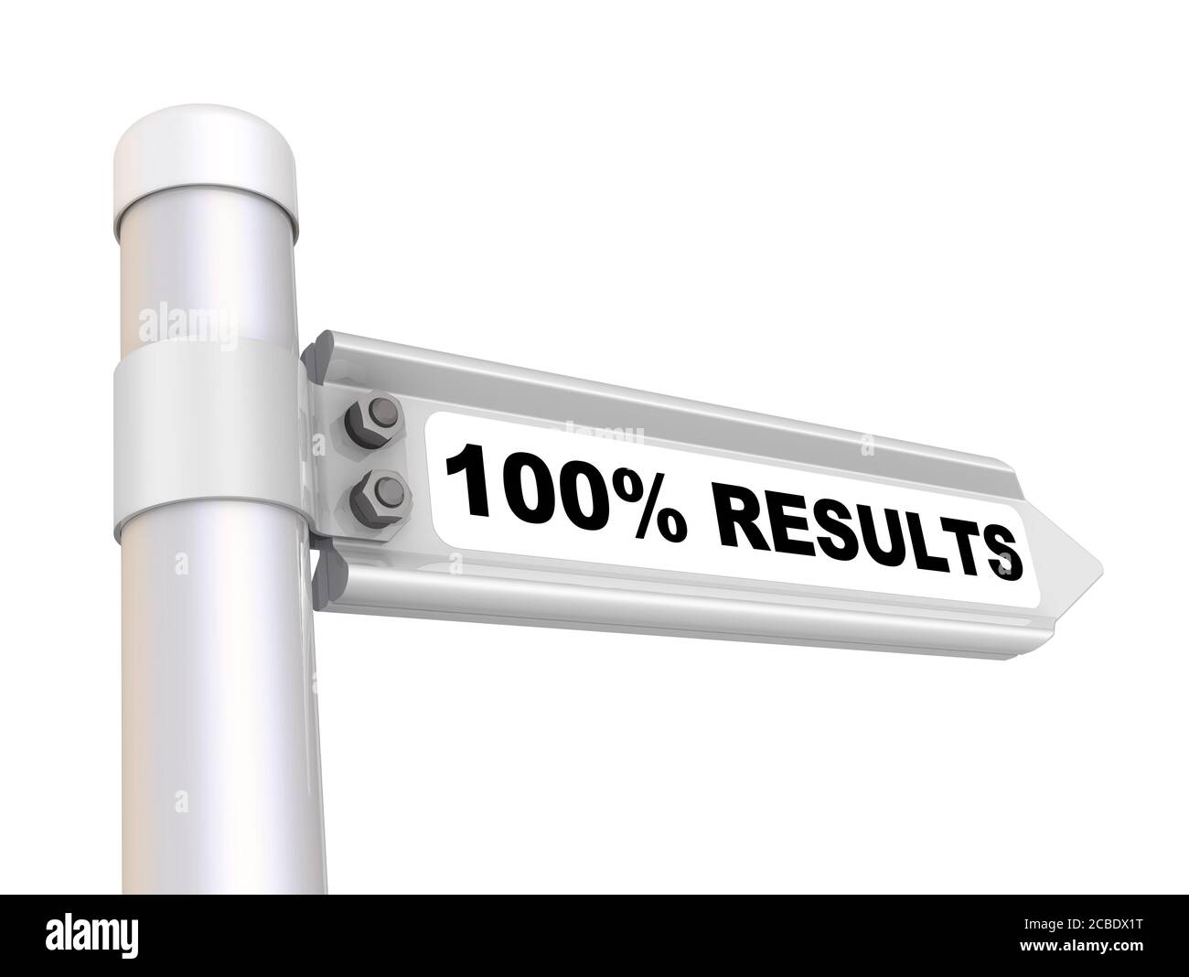 Guaranteed result. The waymark. Road sign with black text 100% RESULTS ...