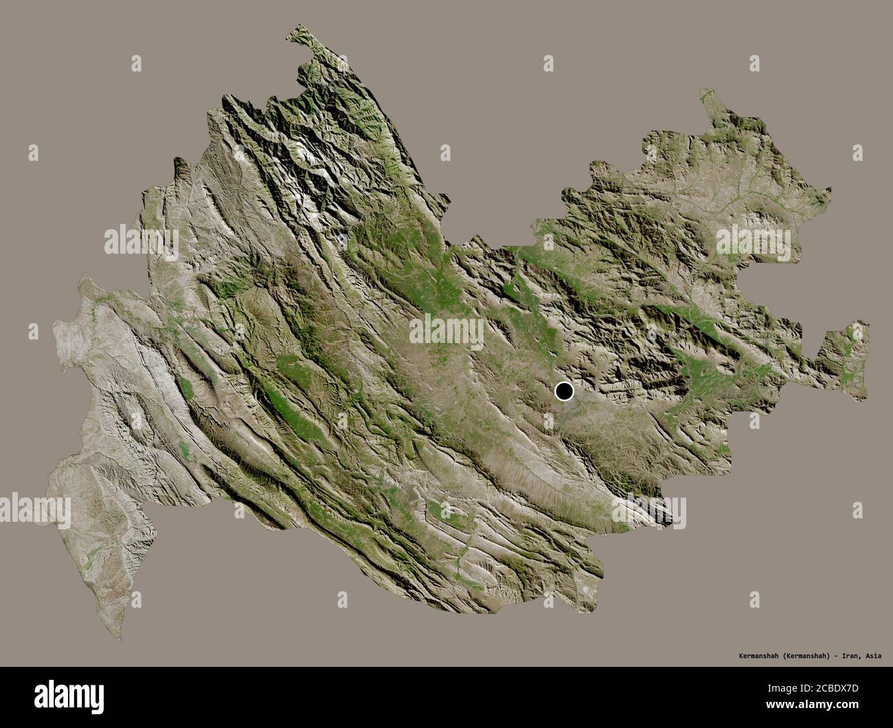 Shape of Kermanshah, province of Iran, with its capital isolated on a ...