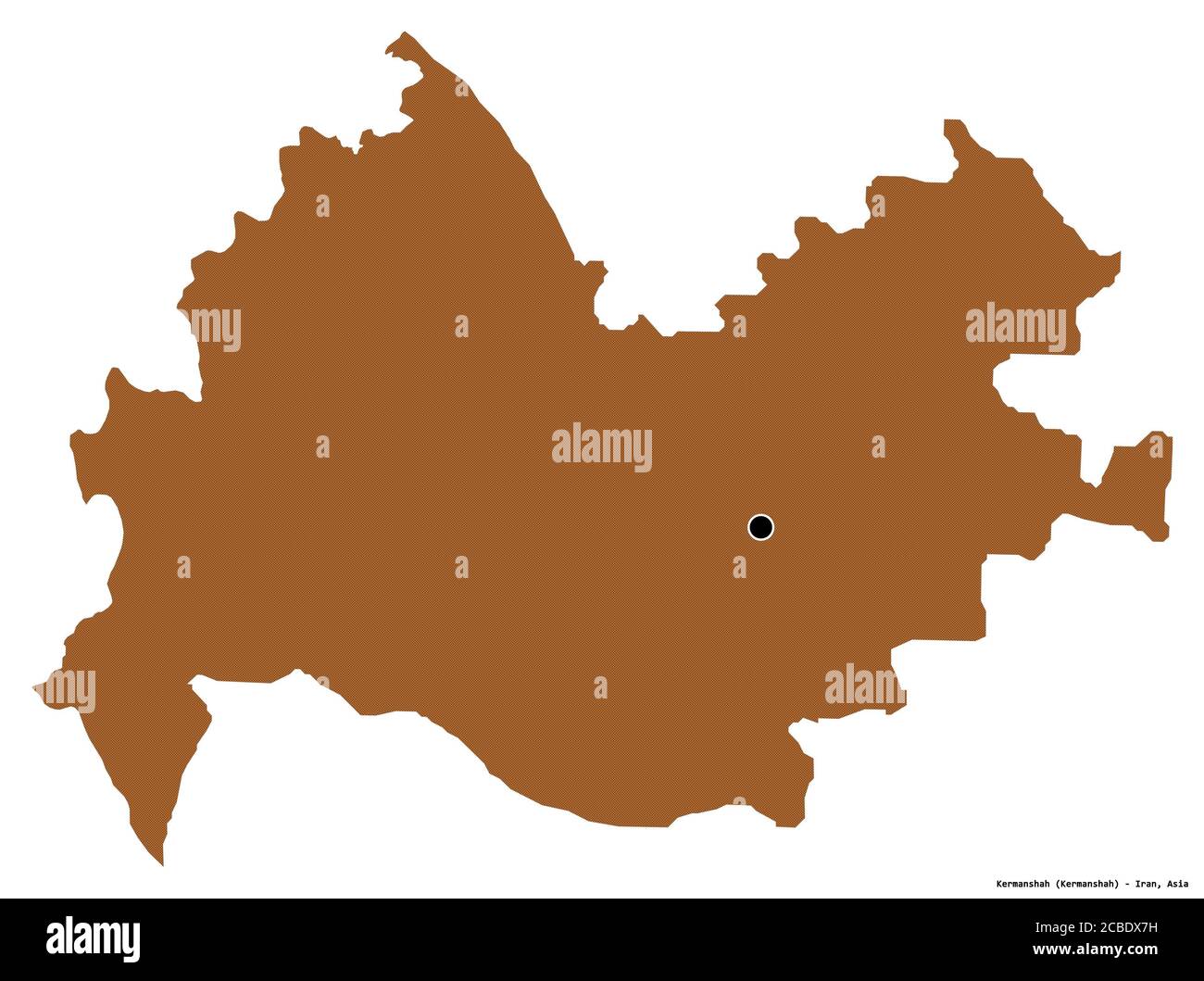 Shape of Kermanshah, province of Iran, with its capital isolated on ...