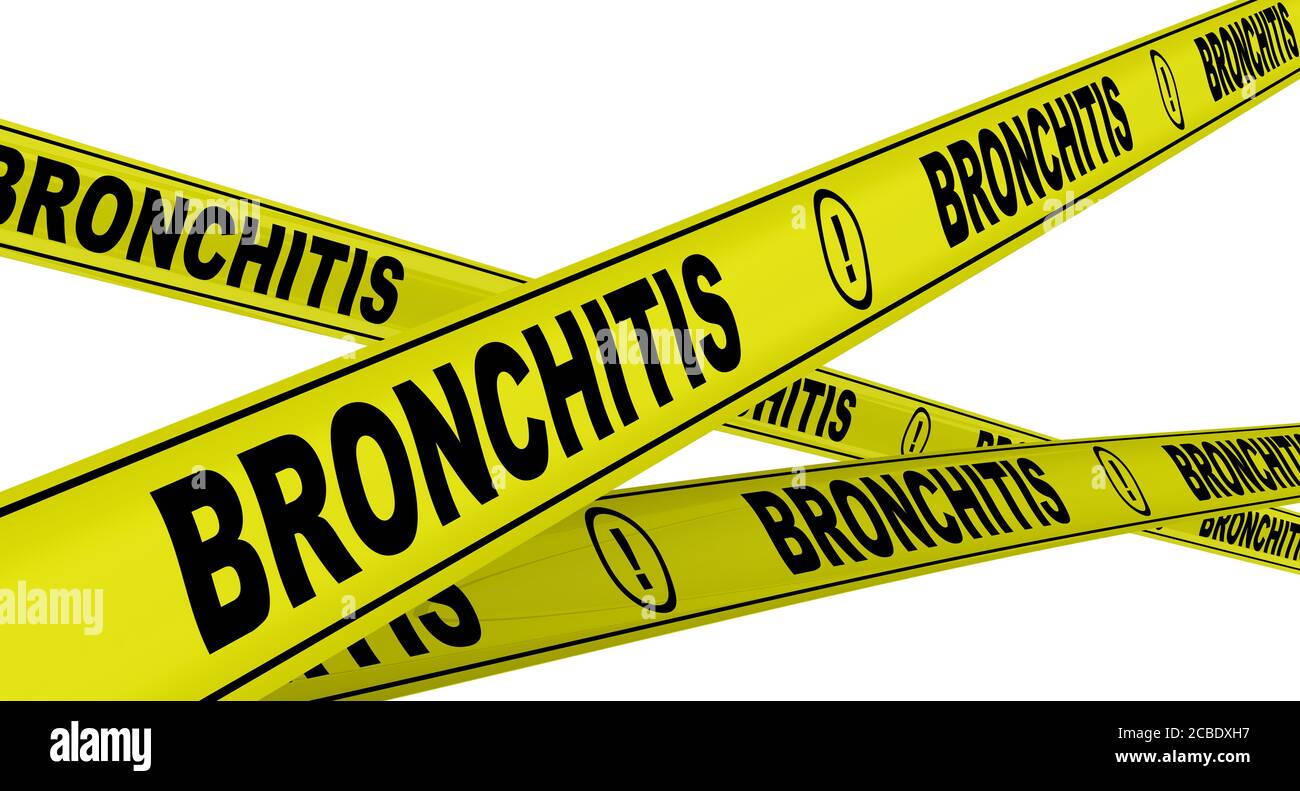 Bronchitis. Yellow warning tapes with black words BRONCHITIS ...