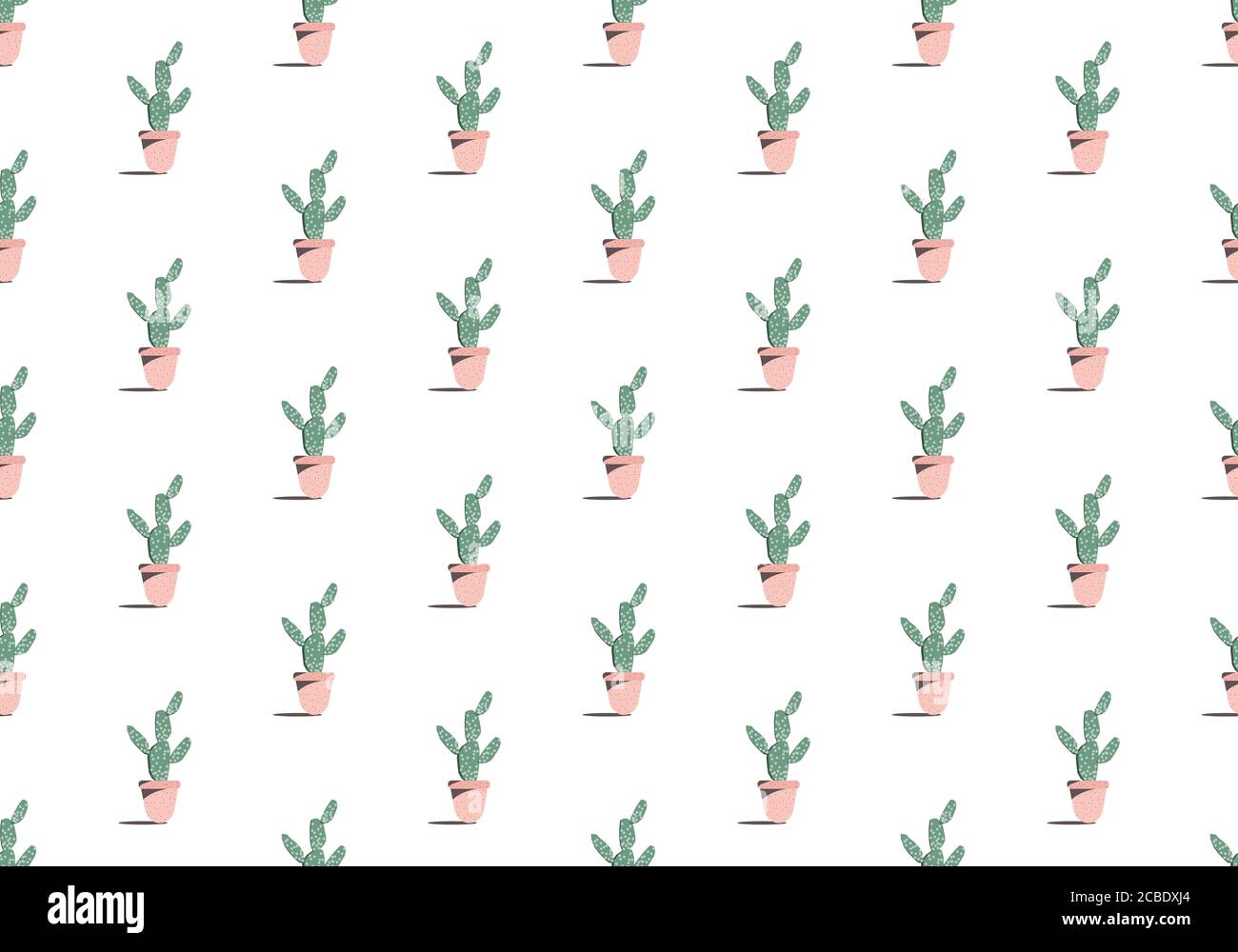 Cactus on a pot seamless pattern. Minimal nature botanical texture. For ...