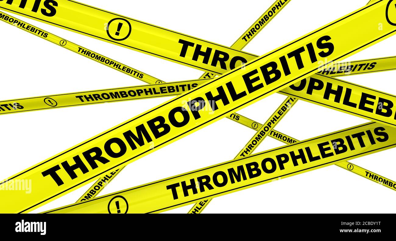 Thrombophlebitis. Yellow warning tapes with black words ...