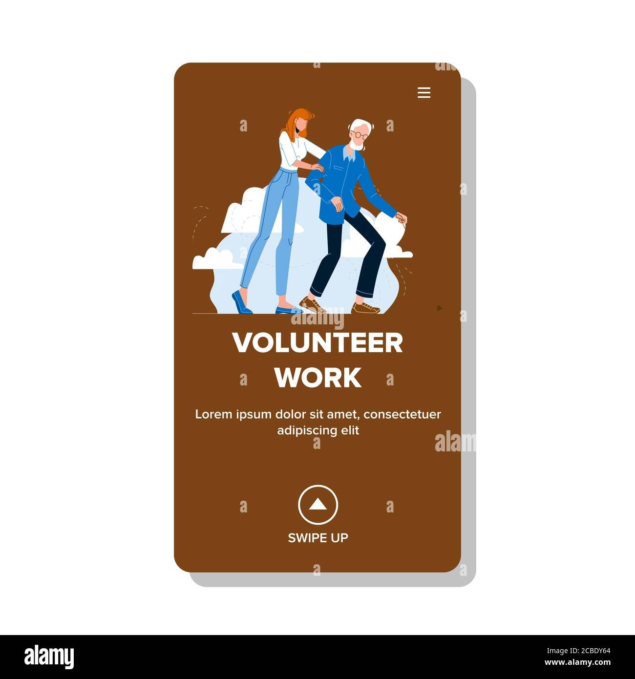Volunteer Work Service For Help Old People Vector Stock Vector Image ...