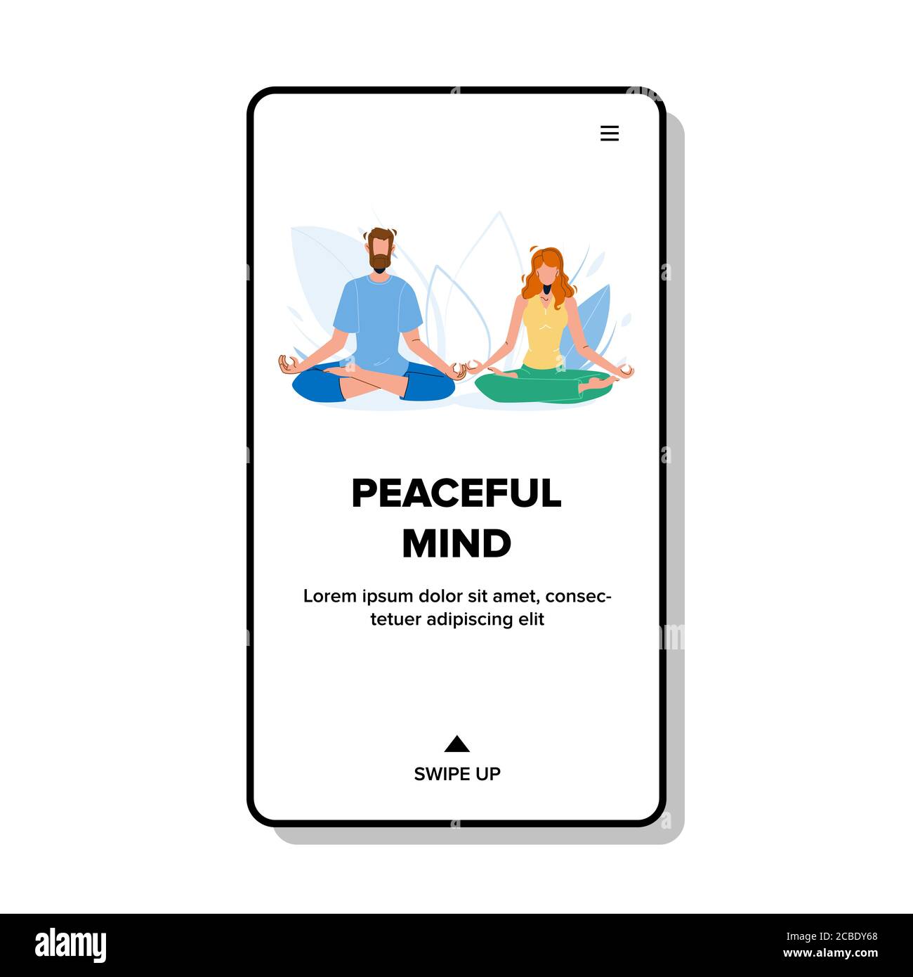 Peaceful Mind Meditating Young Boy And Girl Vector Stock Vector Image ...