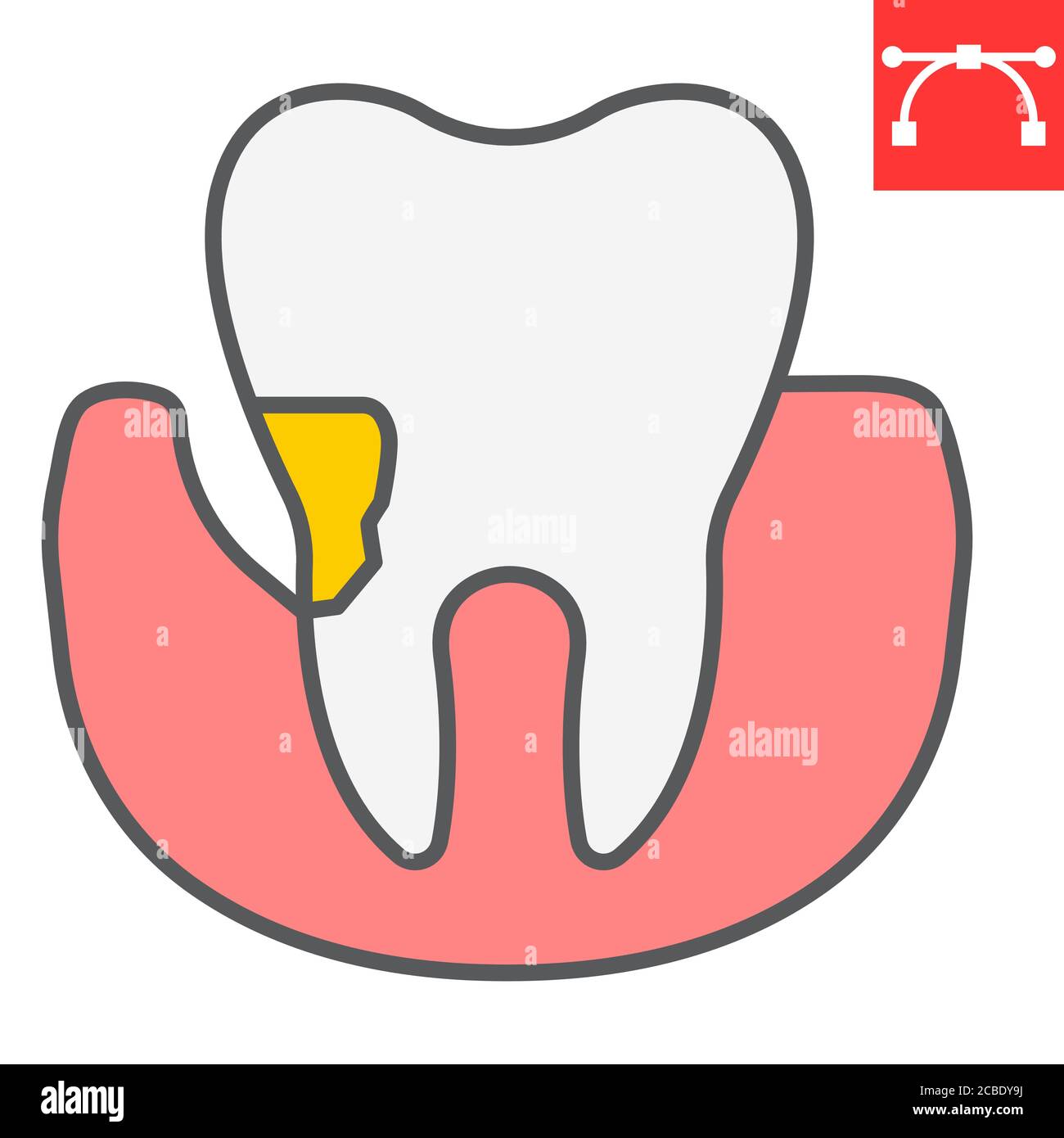 Periodontitis color line icon, dental and stomatolgy, periodontal tooth ...