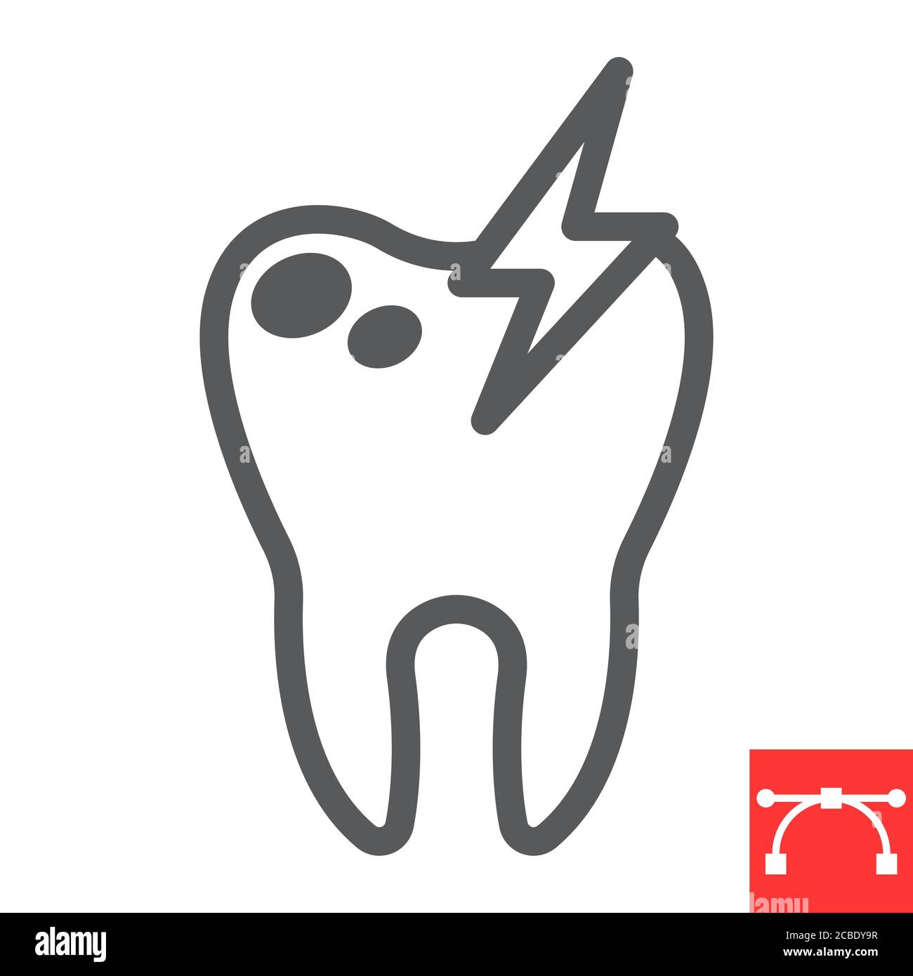 Sick tooth line icon, dental and stomatolgy, toothache sign vector ...
