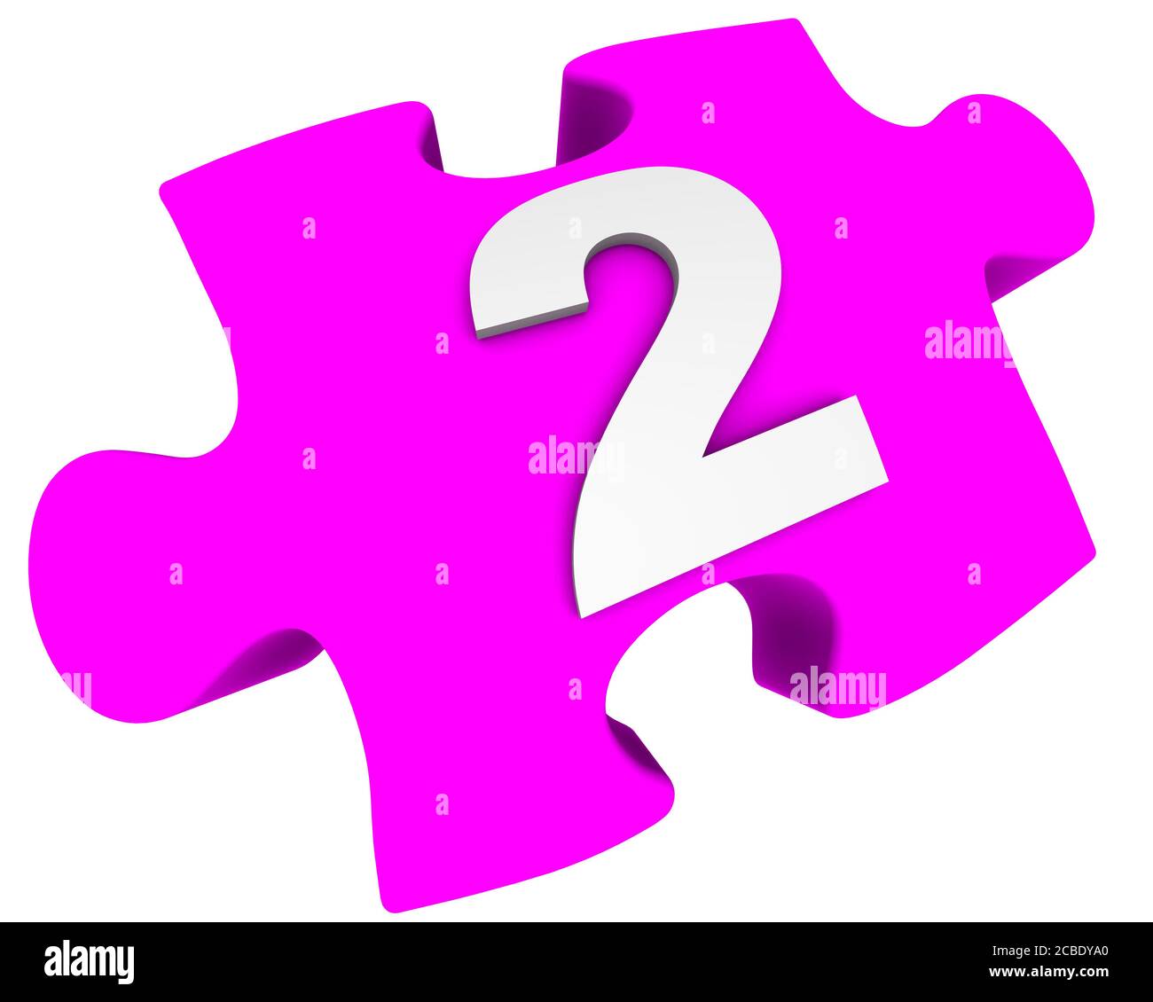 The number two. One puzzle element. The white number 2 (two) on a pink ...