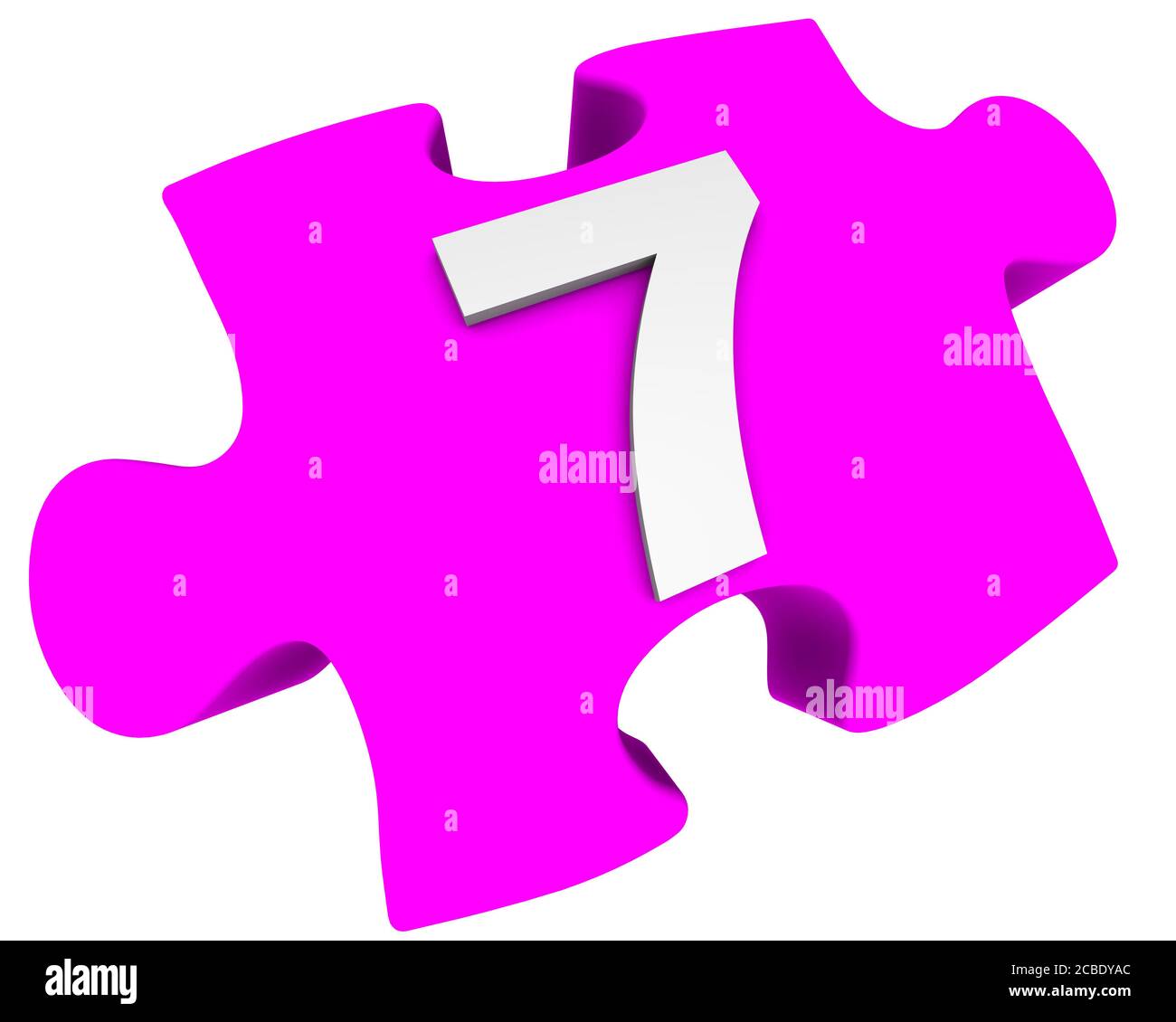 The number seven. One puzzle element. The white number 7 (seven) on one ...