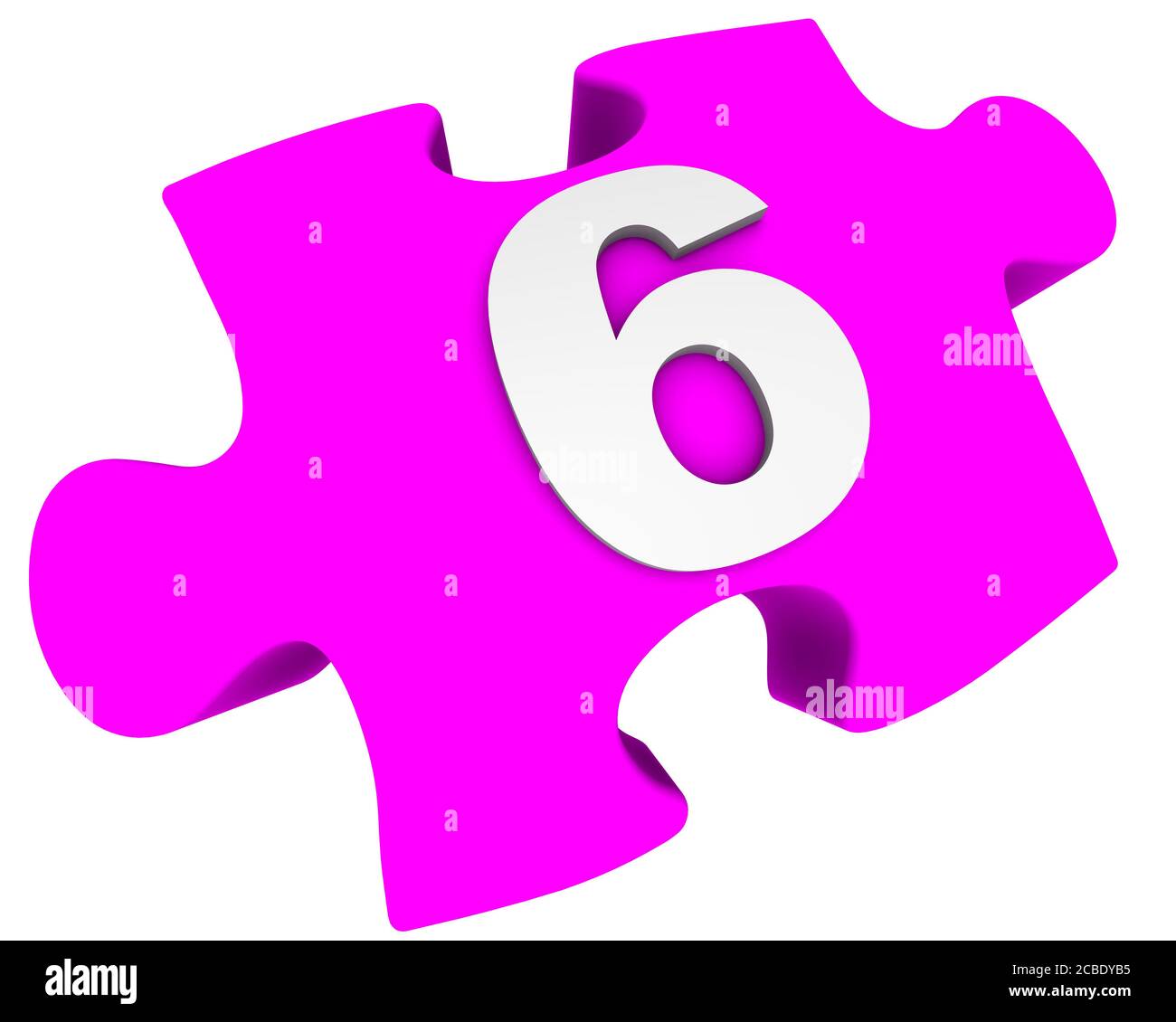 The number six. One puzzle element. The white number 6 (six) on one ...