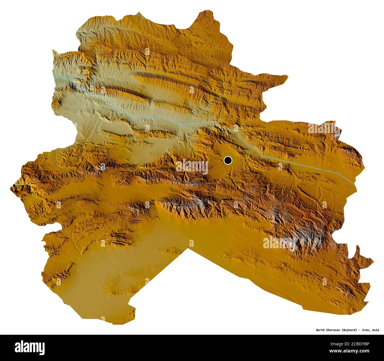 Shape of North Khorasan, province of Iran, with its capital isolated on ...
