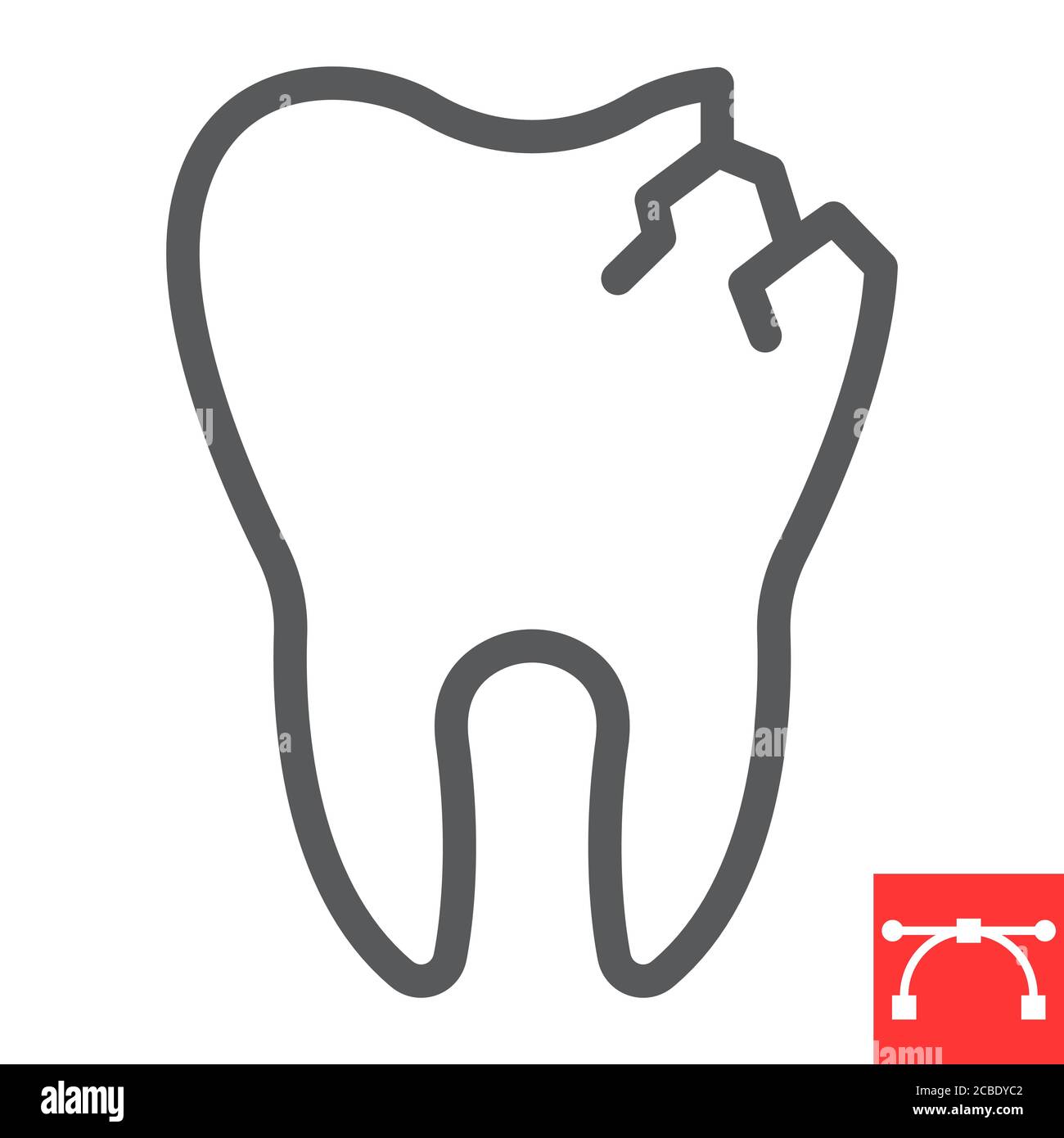 Cracked tooth line icon, dental and stomatolgy, broken tooth sign ...