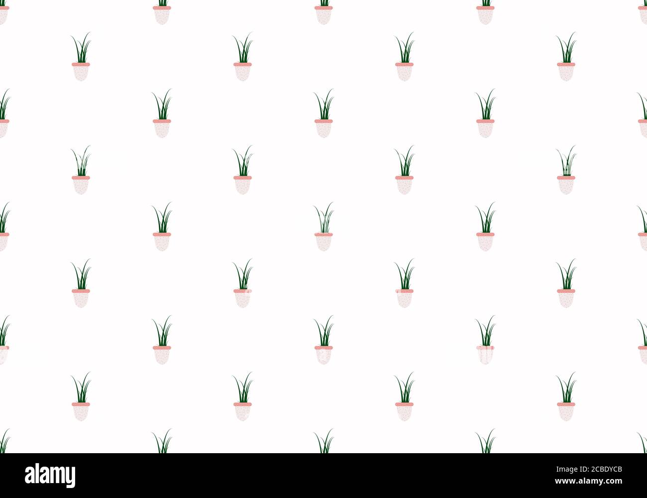 Grass, plant on a pot seamless pattern. Cute botanical texture. For ...