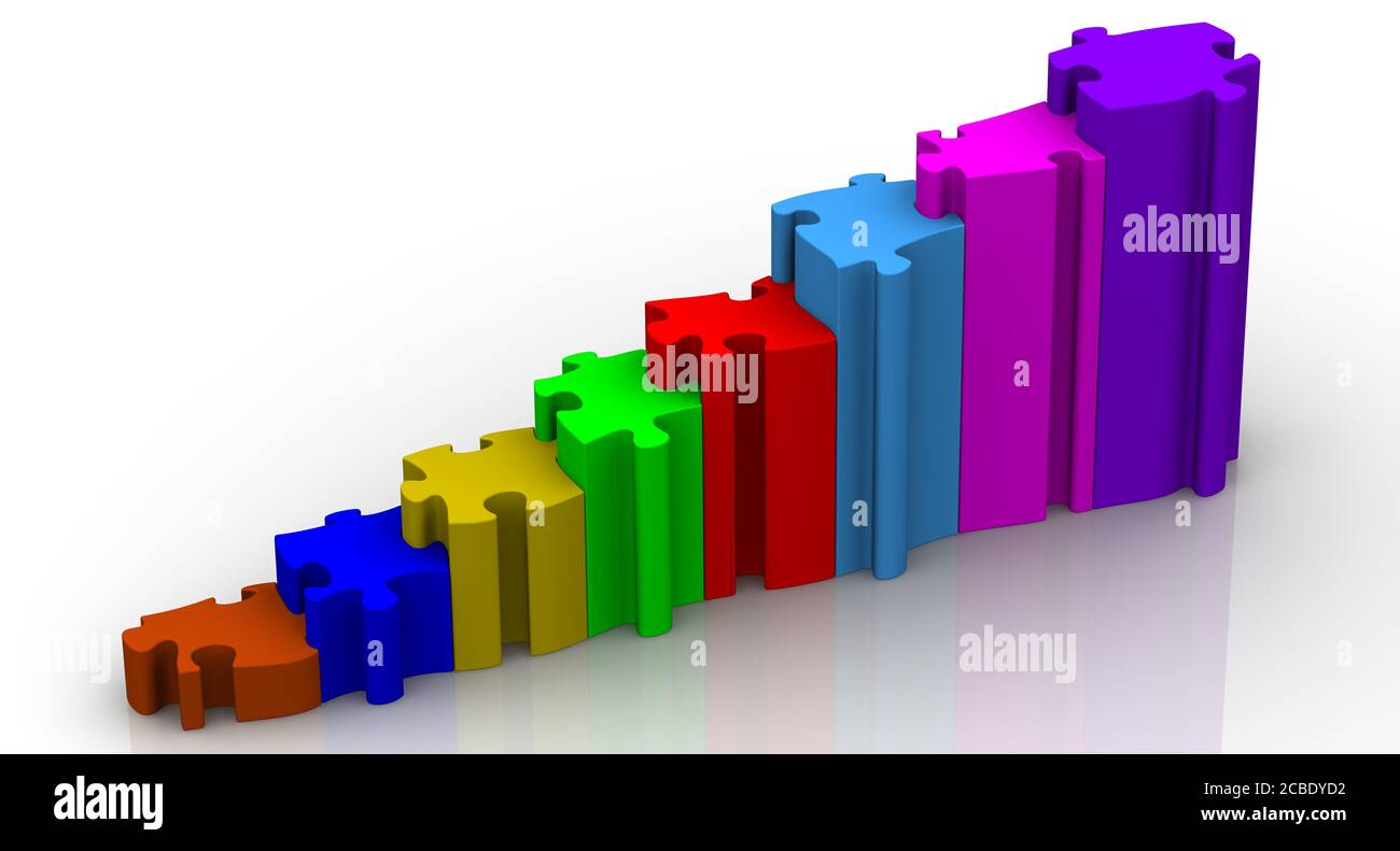 Steps made from colored puzzles. Steps made from parts of the puzzle on ...