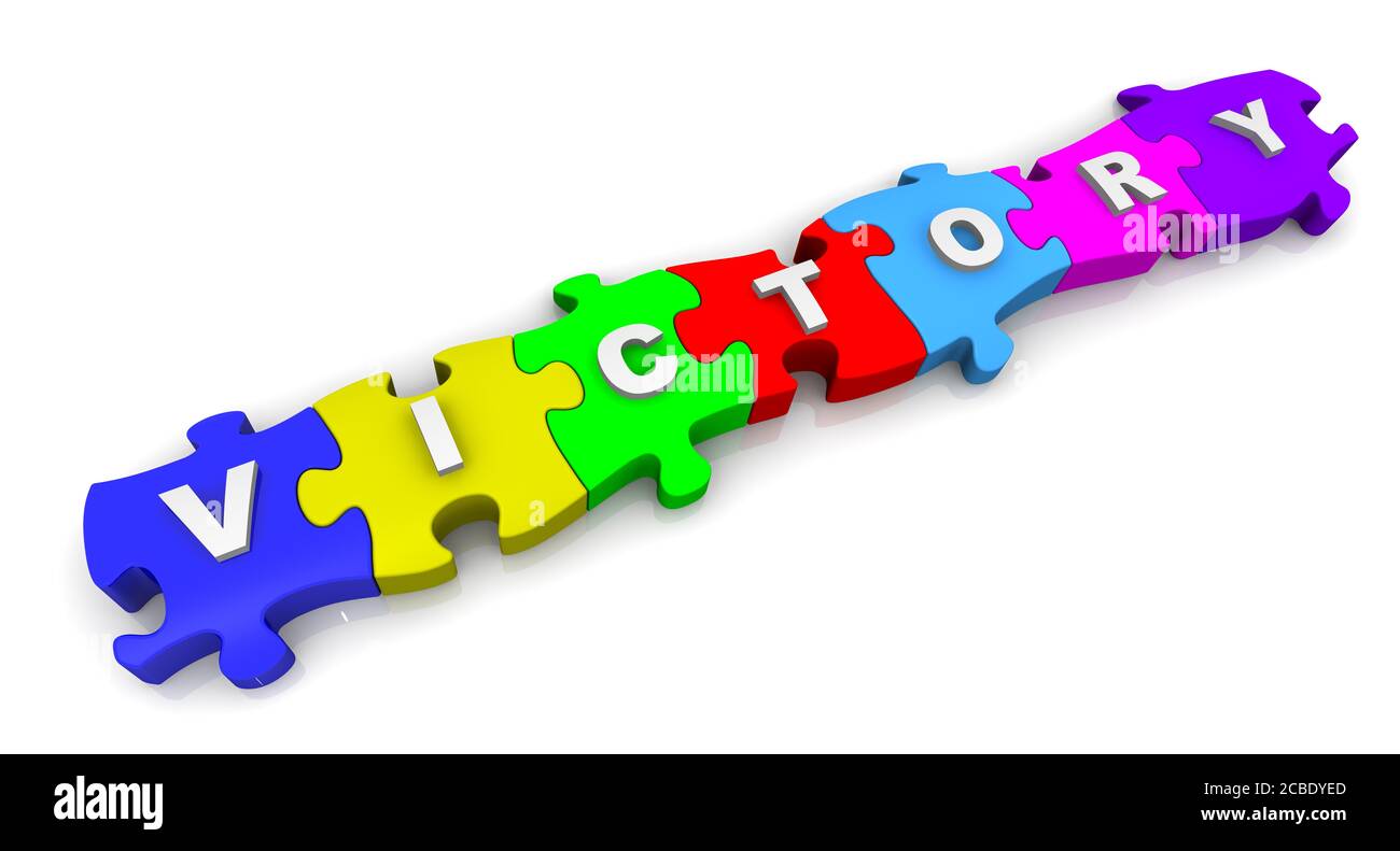 Victory is a word from multicolored puzzles. The white word VICTORY ...