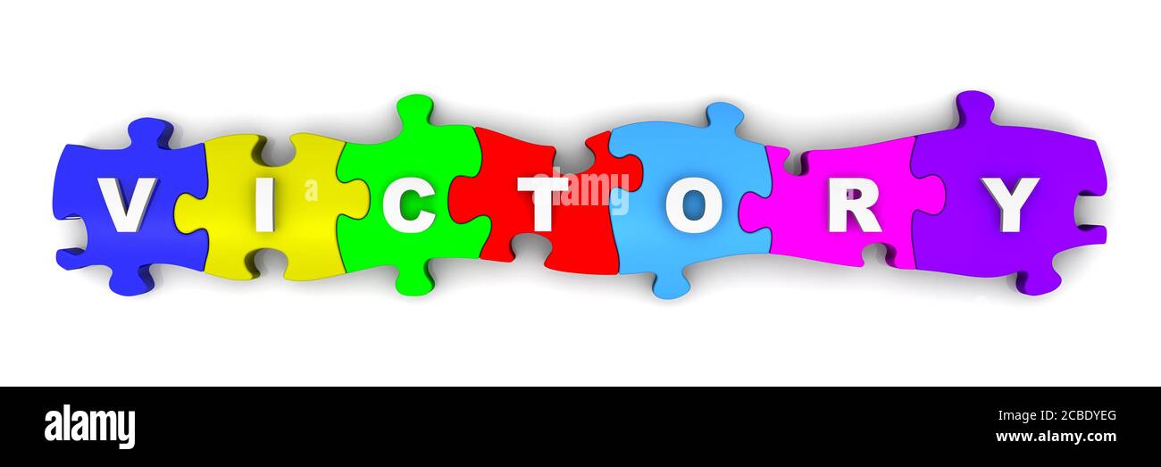 Victory is a word from multicolored puzzles. The white word VICTORY ...