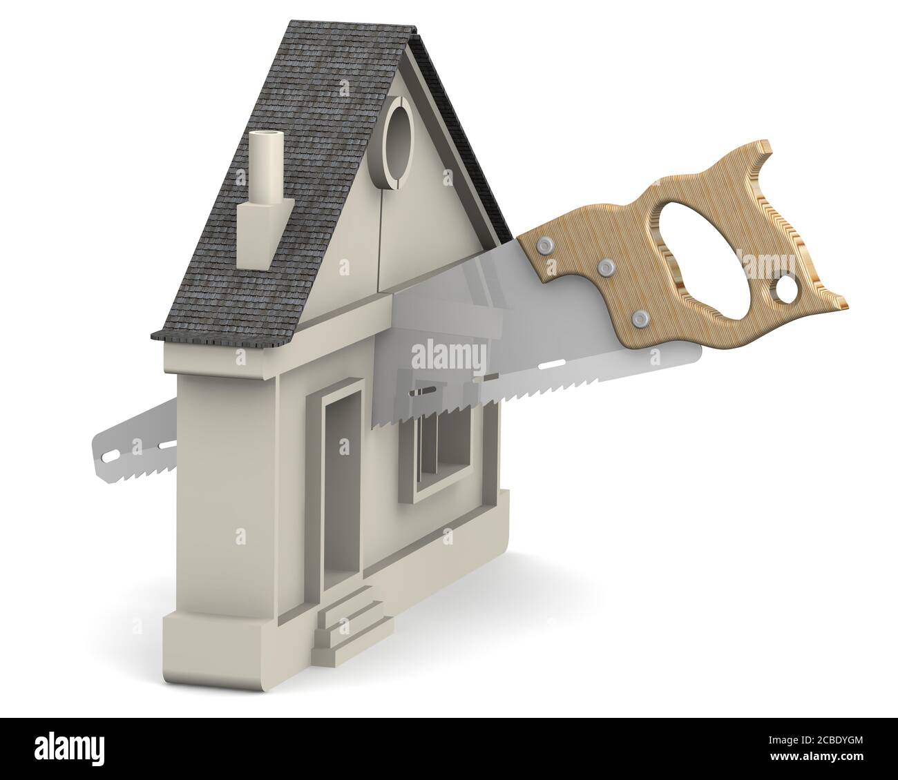 Division of Property. Symbol of the house is cut with a hacksaw. The ...