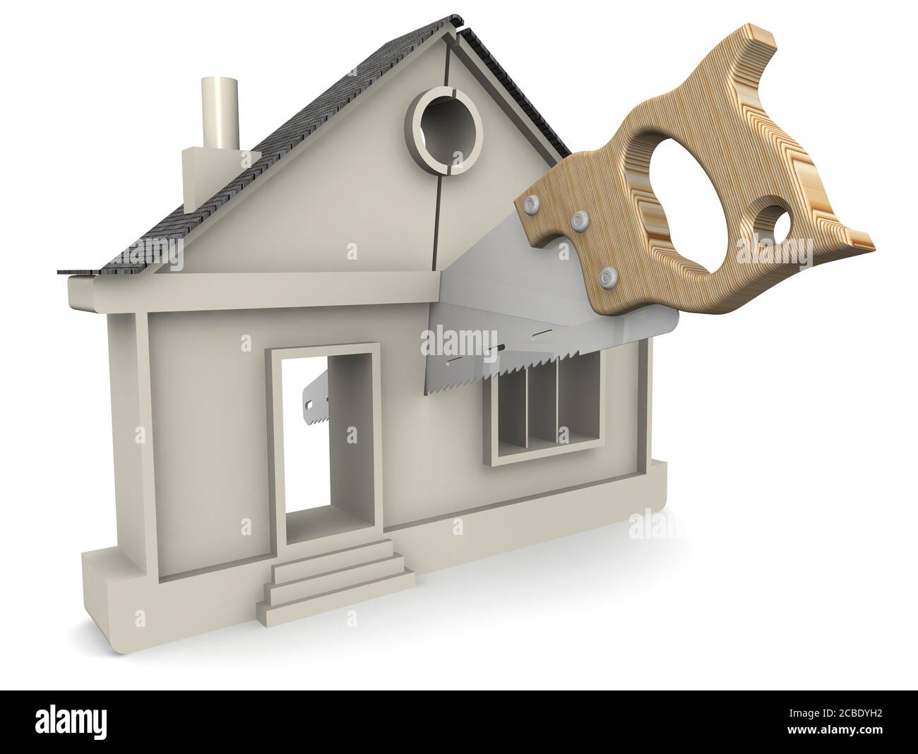 Division of Property. Symbol of the house is cut with a hacksaw. The ...