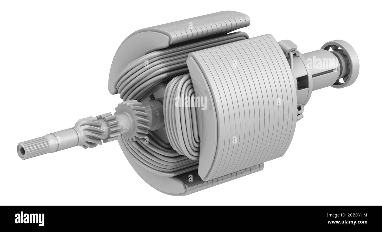 Rotor of electric motor. The rotor of electric motor isolated on white ...