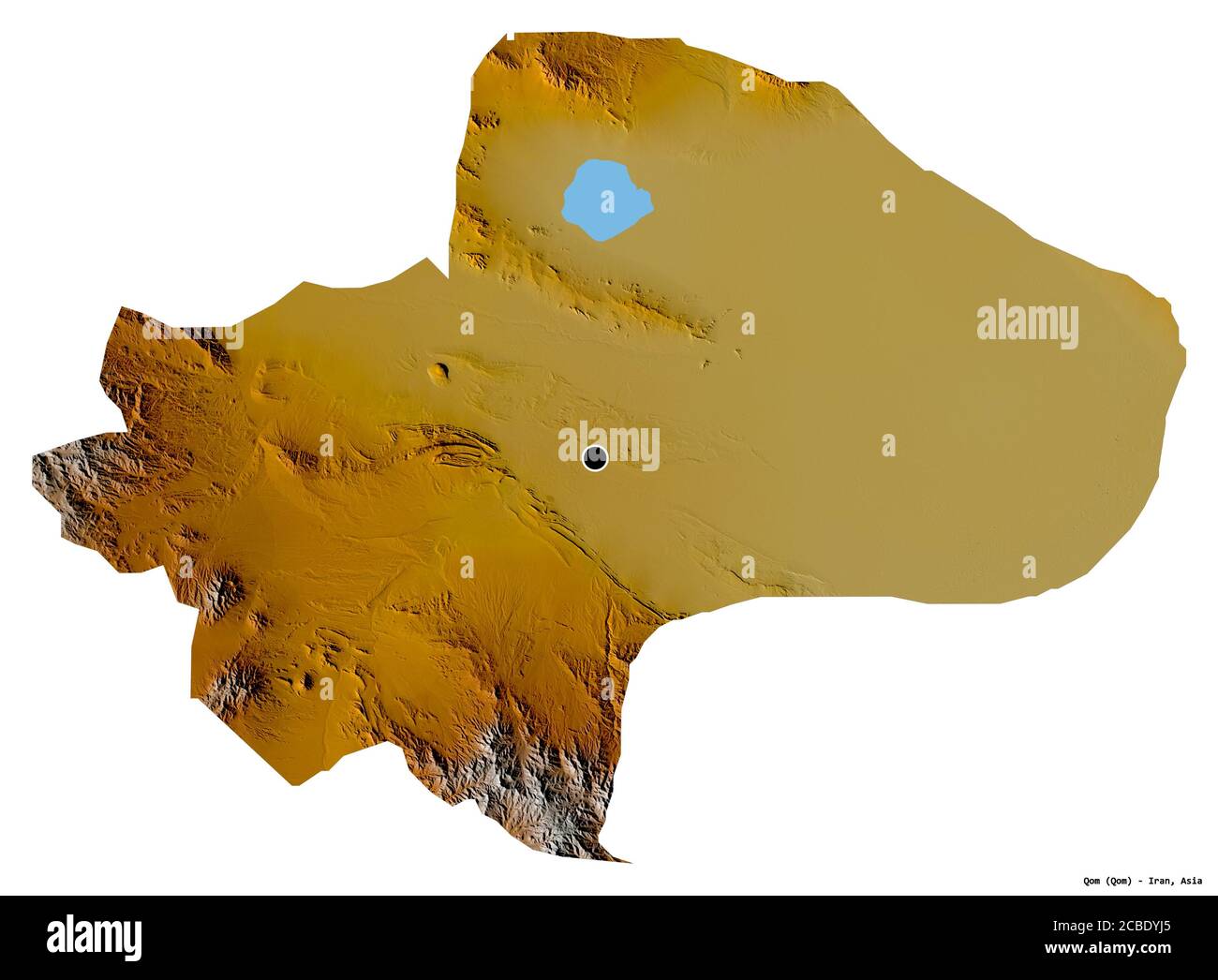 Shape of Qom, province of Iran, with its capital isolated on white ...
