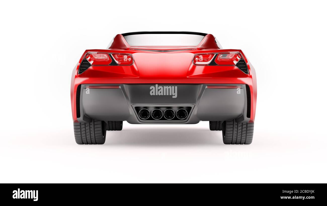 Back view of a red sports SUV car isolated on white background Stock ...