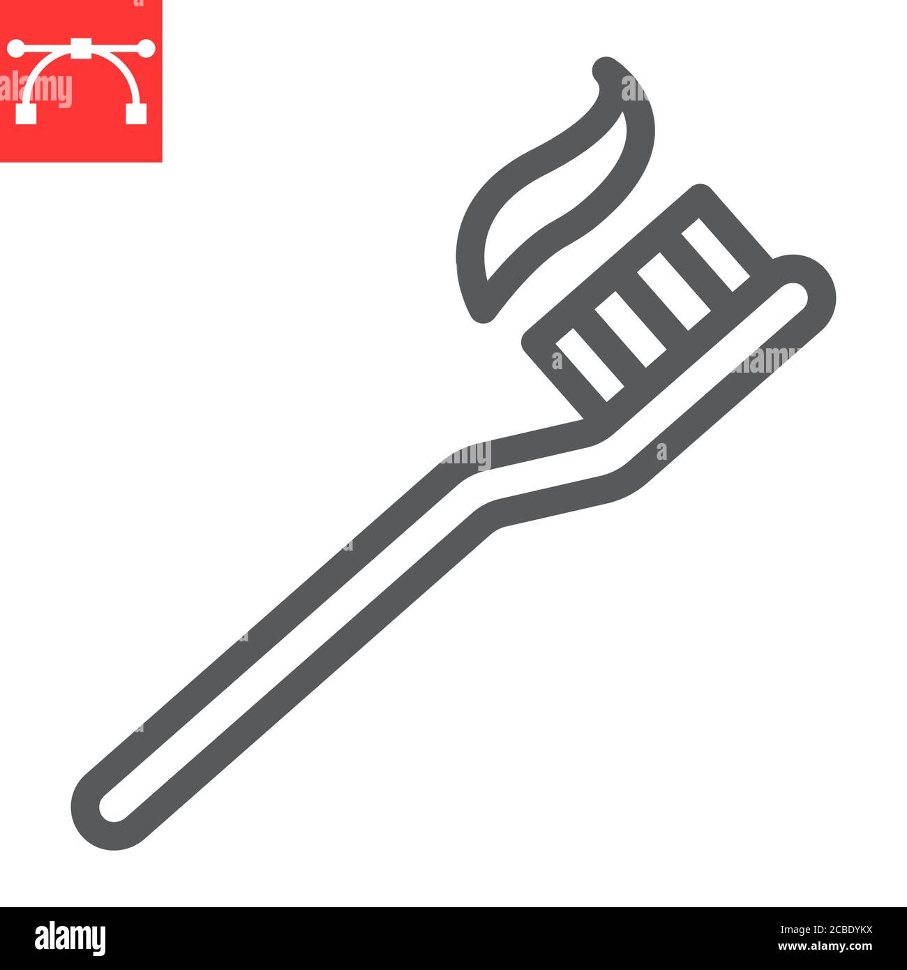 Toothbrush line icon, dental and stomatolgy, toothbrush with toothpaste ...
