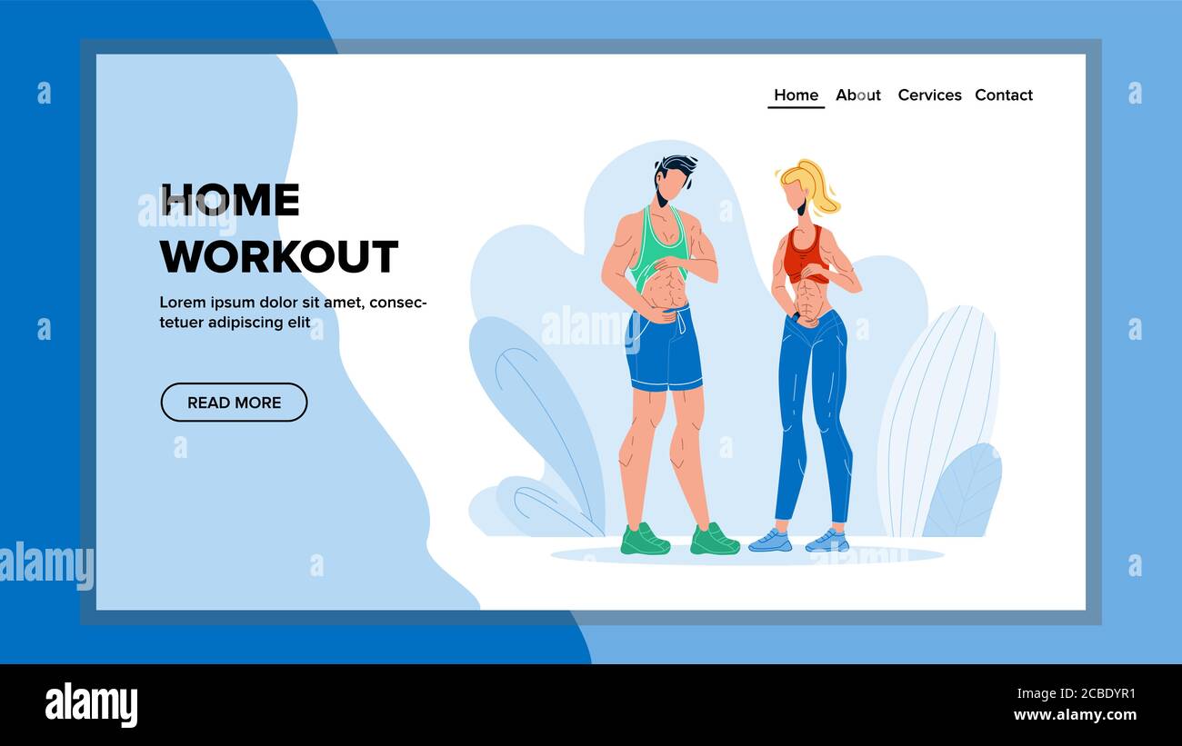 Home Workout Healthy And Power Exercising Vector Stock Vector Image ...