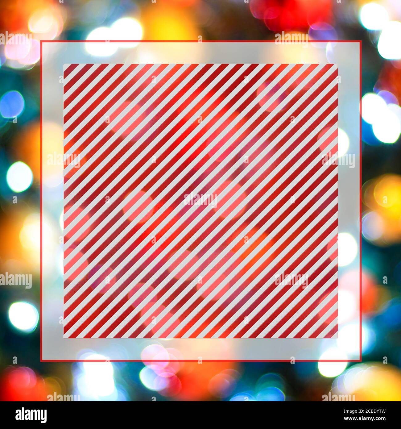 Illustration of a square frame with bokeh lights and colorful stripes ...