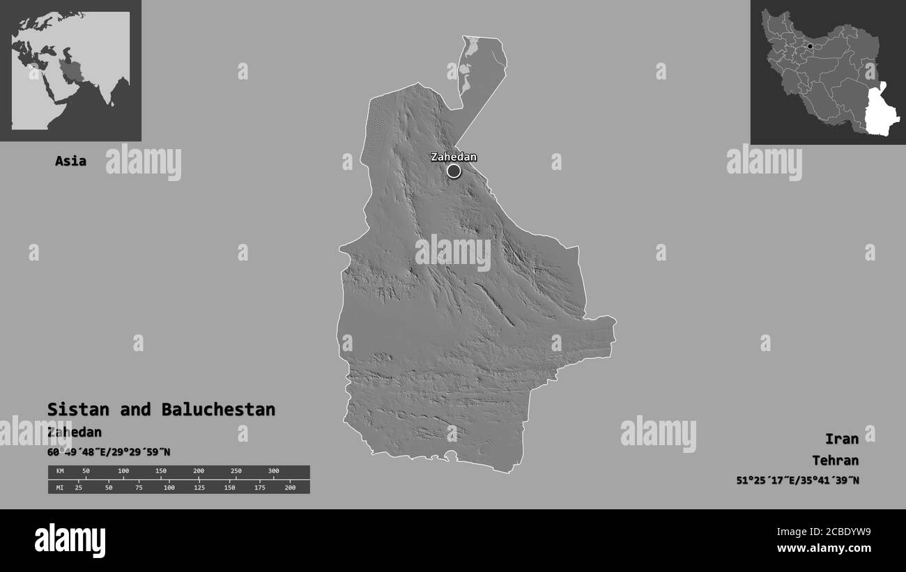 Shape of Sistan and Baluchestan, province of Iran, and its capital ...
