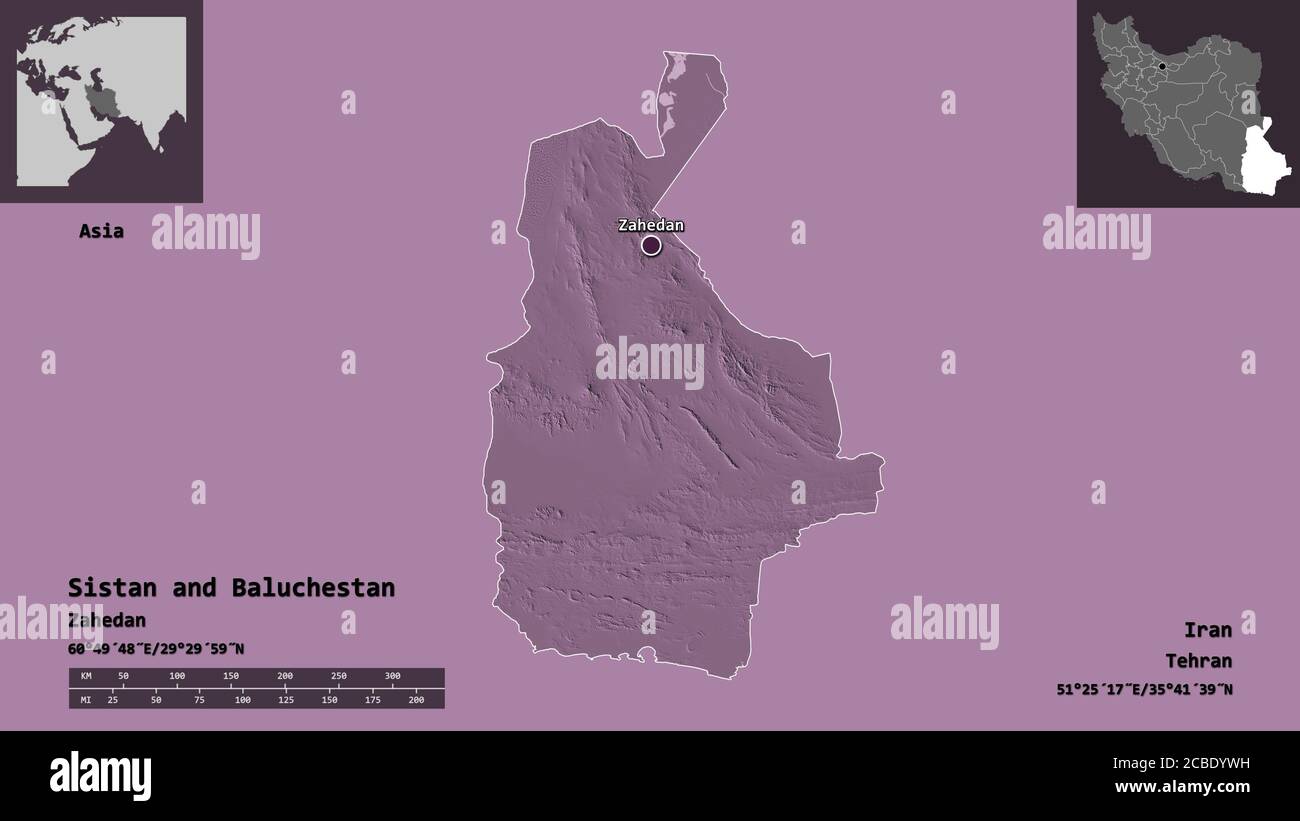Shape of Sistan and Baluchestan, province of Iran, and its capital ...
