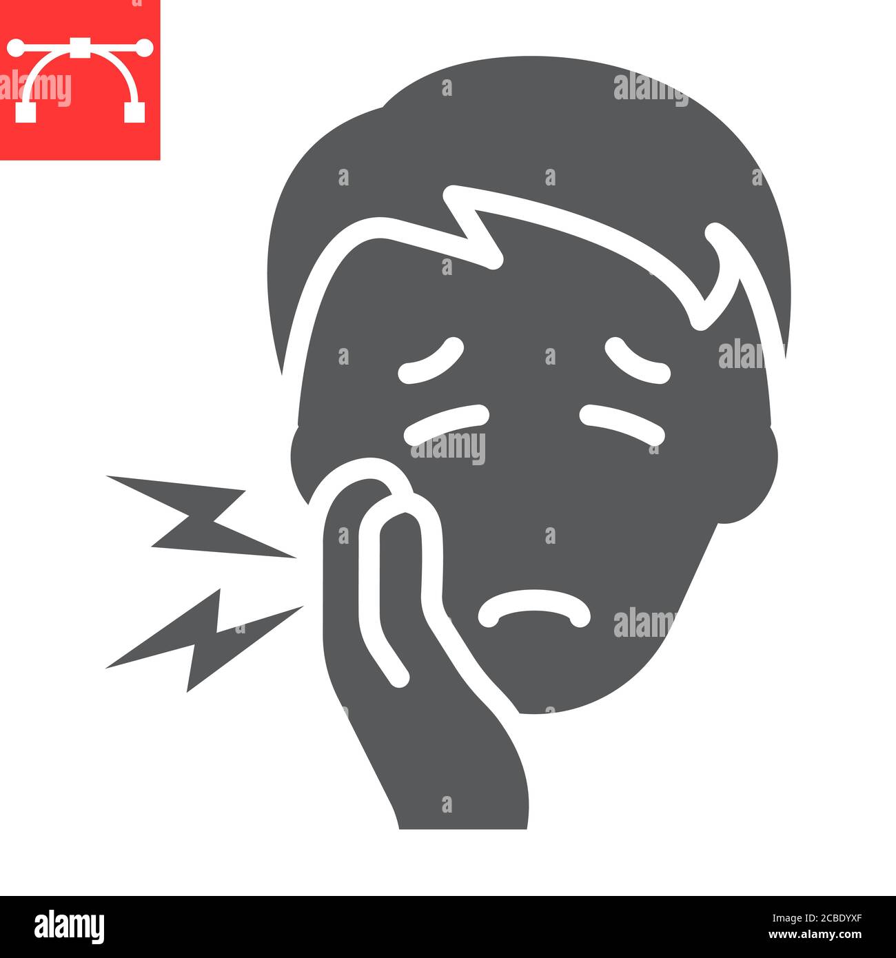 Toothache glyph icon, dental and stomatolgy, tooth pain sign vector ...