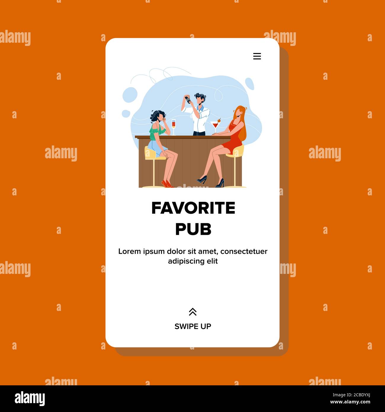 Favorite Pub For Drink Delicious Cocktails Vector Stock Vector Image ...