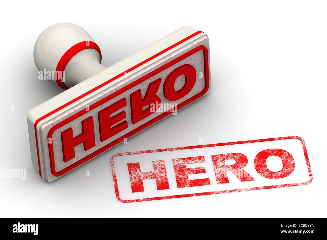 Hero. The seal and an imprint. The white seal and red imprint HERO on ...