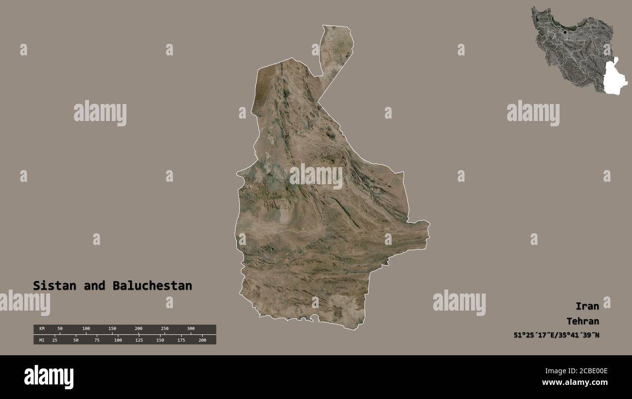 Shape of Sistan and Baluchestan, province of Iran, with its capital ...